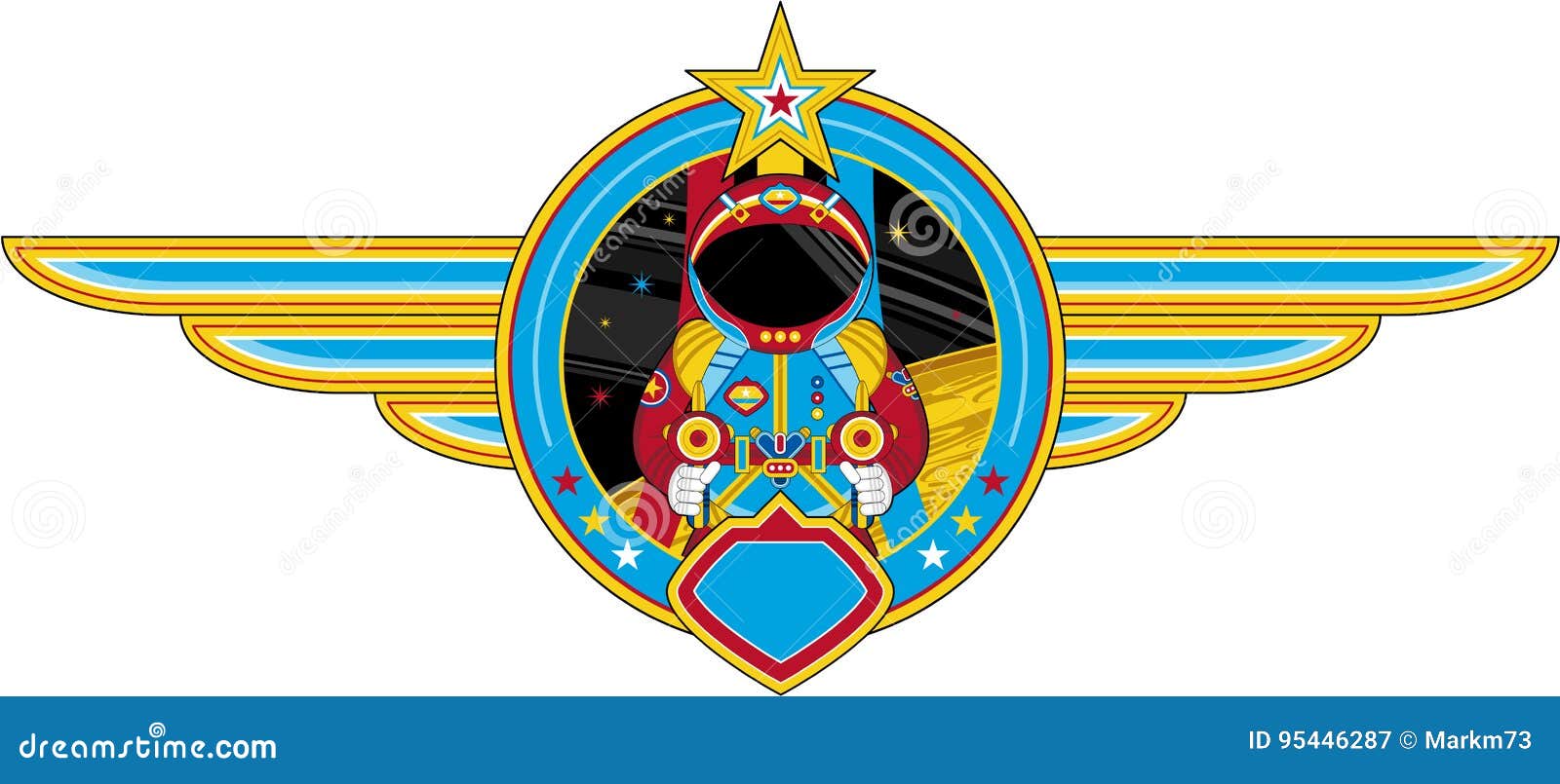 Cartoon Spaceman Astronaut Badge Stock Vector - Illustration of ...