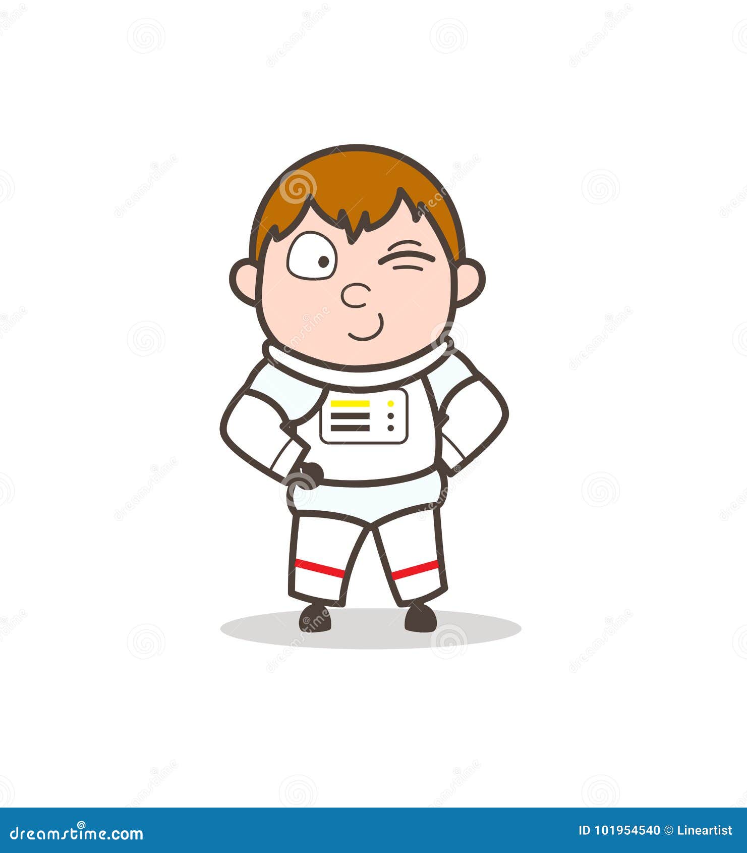 Cartoon Spaceman Winking Eye Expression Vector Illustration Stock ...