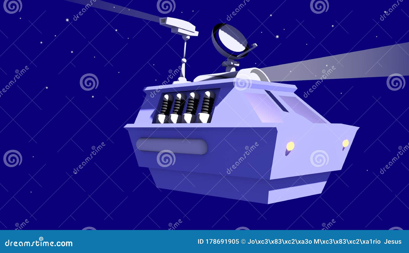 Cartoon Spaceship.3D Render Stock Illustration - Illustration of style ...