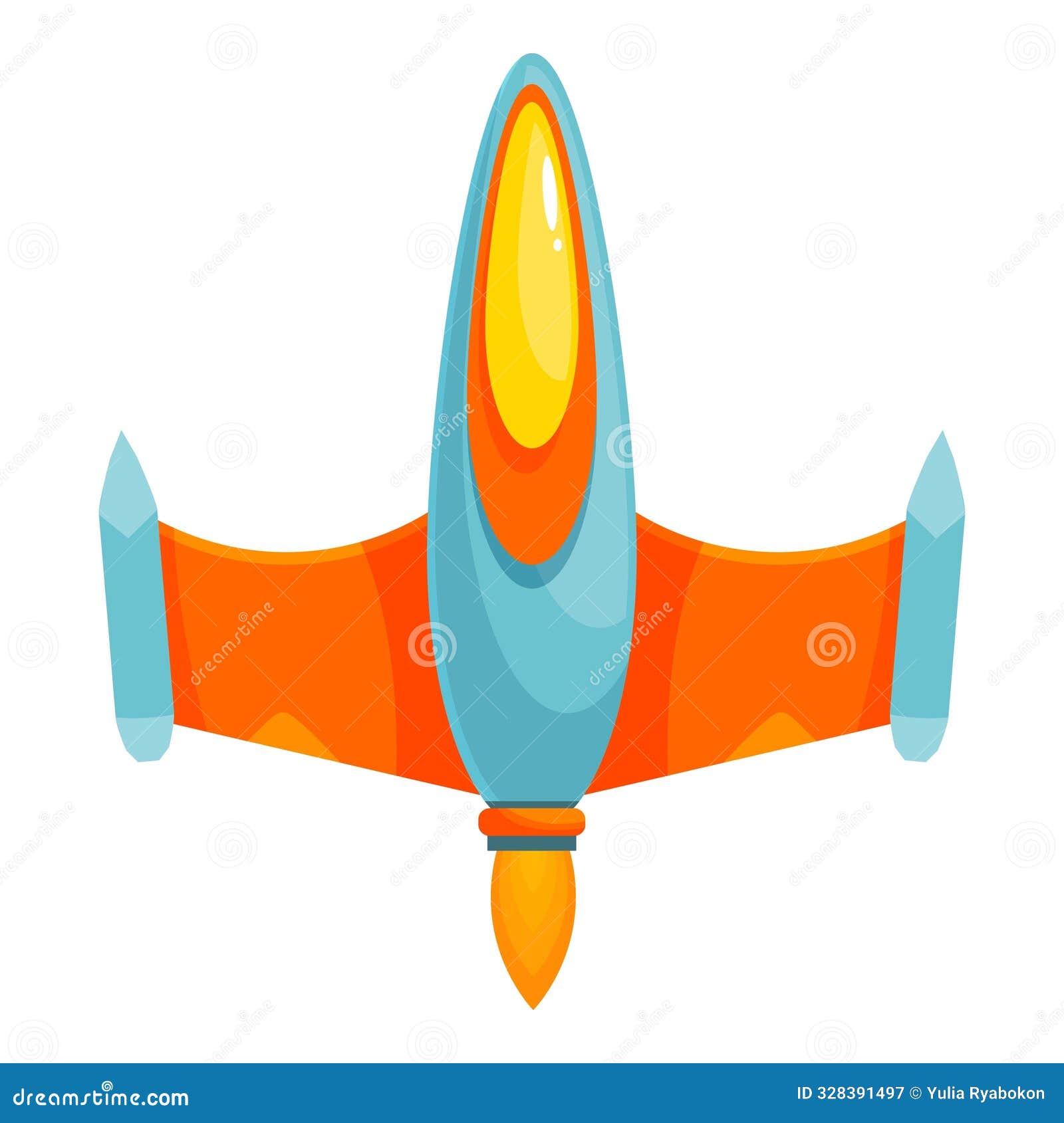 Modern Spaceship Flying with Engine Burning Fuel Stock Illustration ...