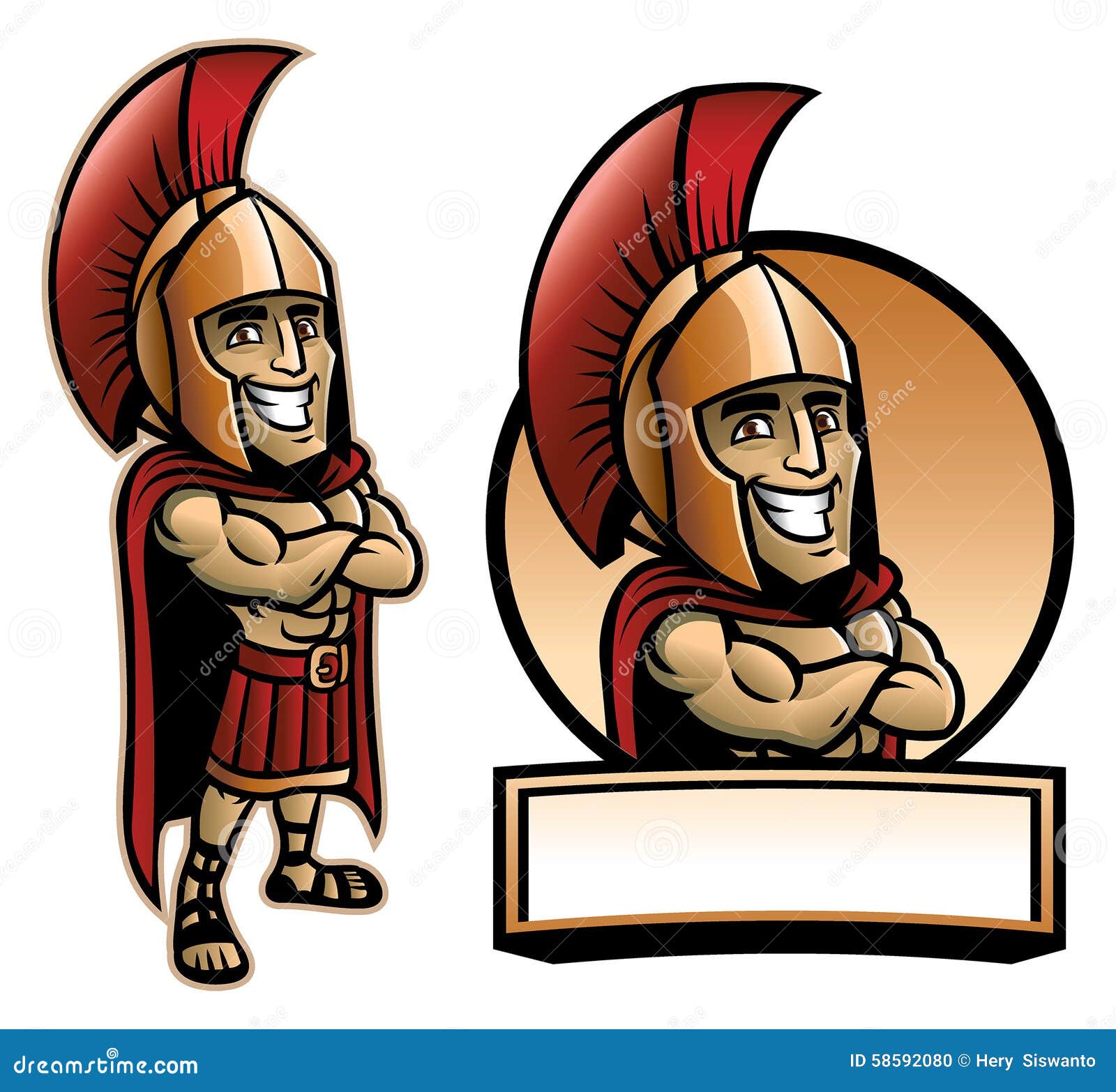 Cartoon of Spartan Army Pose and Smiling Stock Vector - Illustration of ...