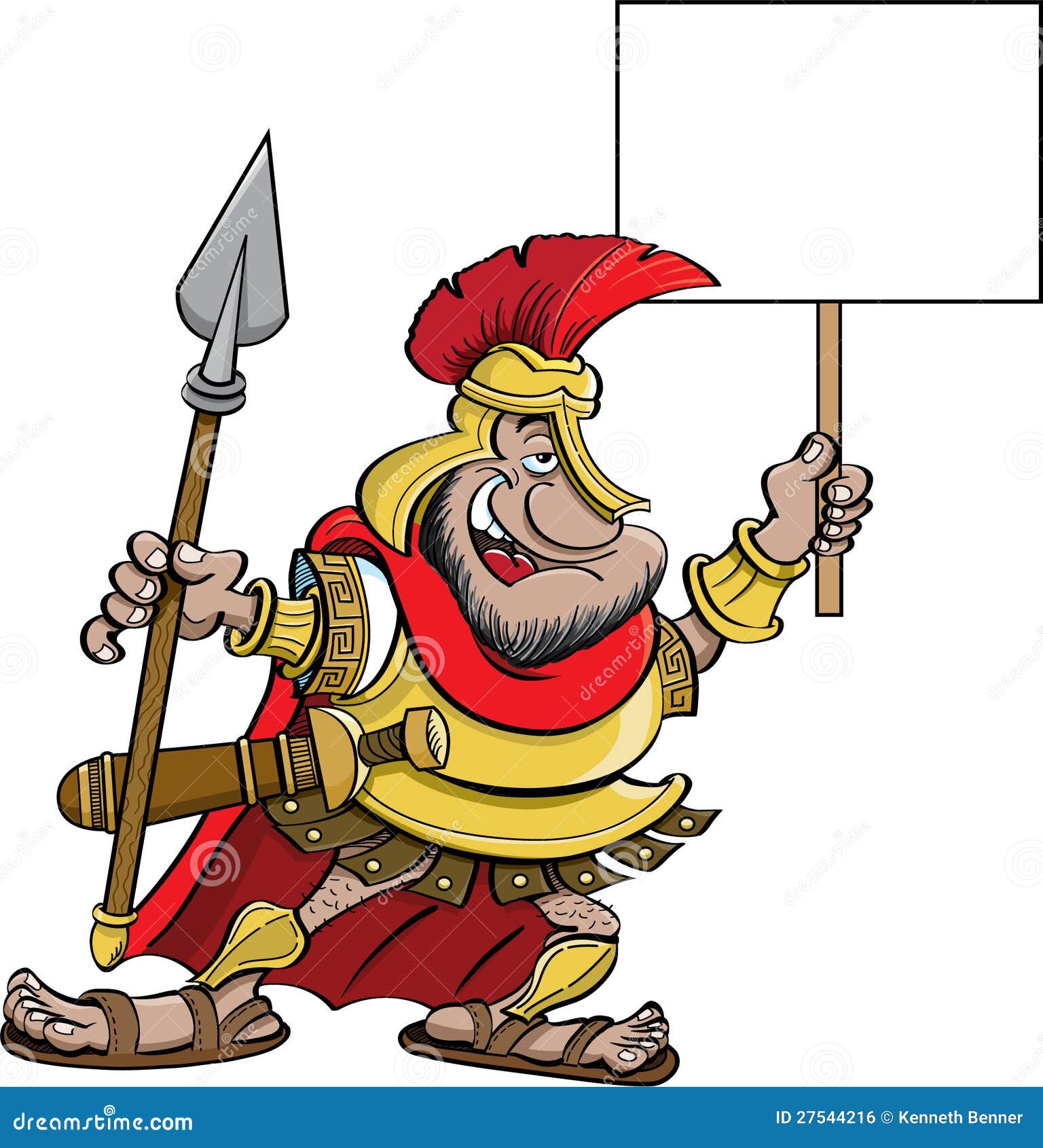 Cartoon Spartan Holding a Sign Stock Vector - Illustration of cartoon ...