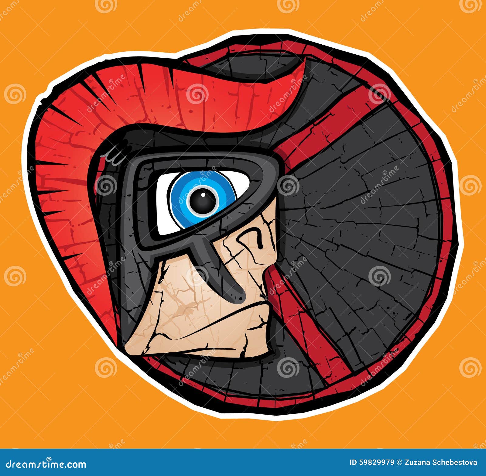 Cartoon Spartan Warrior Profile with Helmet and Shield Stock ...