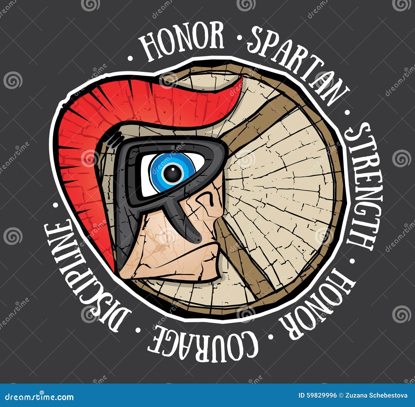 Cartoon Spartan Warrior Profile with Helmet and Shield Stock ...