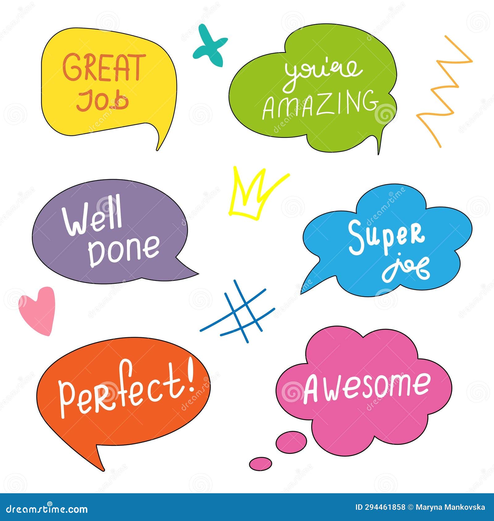 Cartoon Speech Babble with Short Text. Stock Vector - Illustration of ...