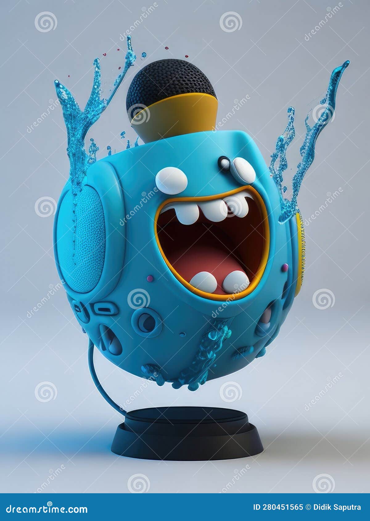 Cartoon Speaker with Suction and Water Bouncing from Sound Stock ...