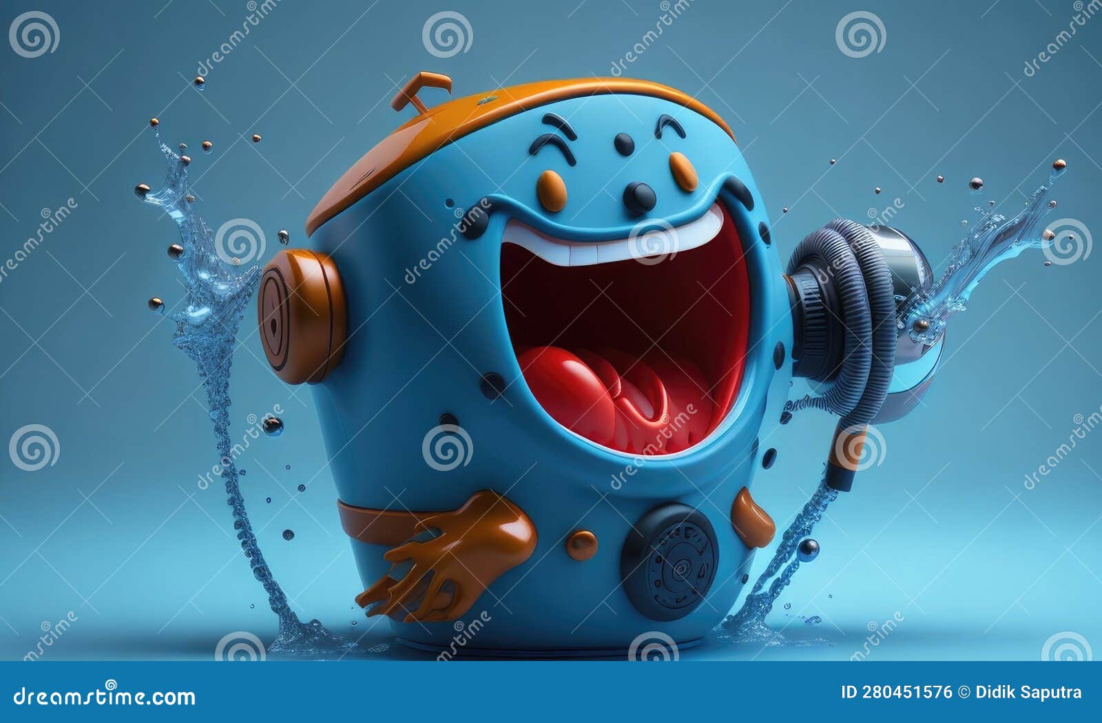 Cartoon Speaker with Suction and Water Bouncing from Sound Stock ...