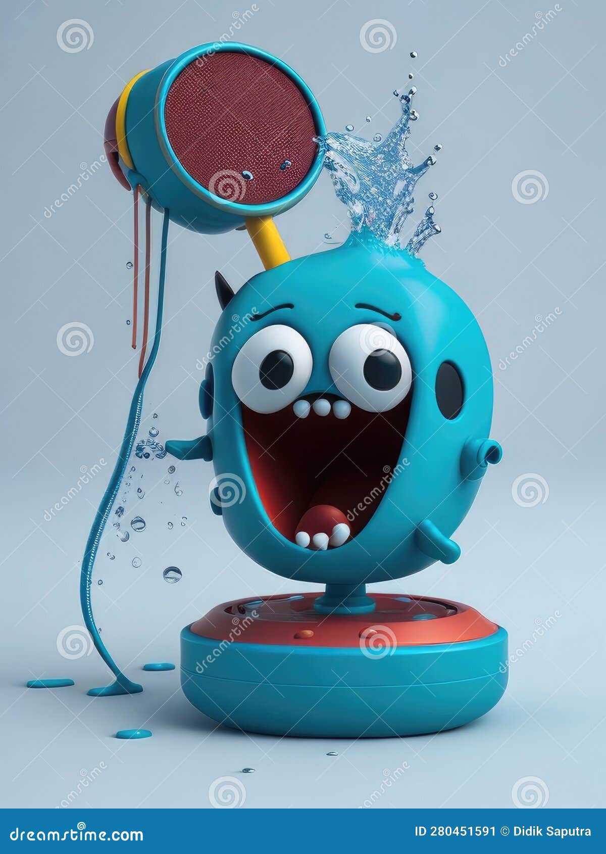 Cartoon Speaker with Suction and Water Bouncing from Sound Stock ...