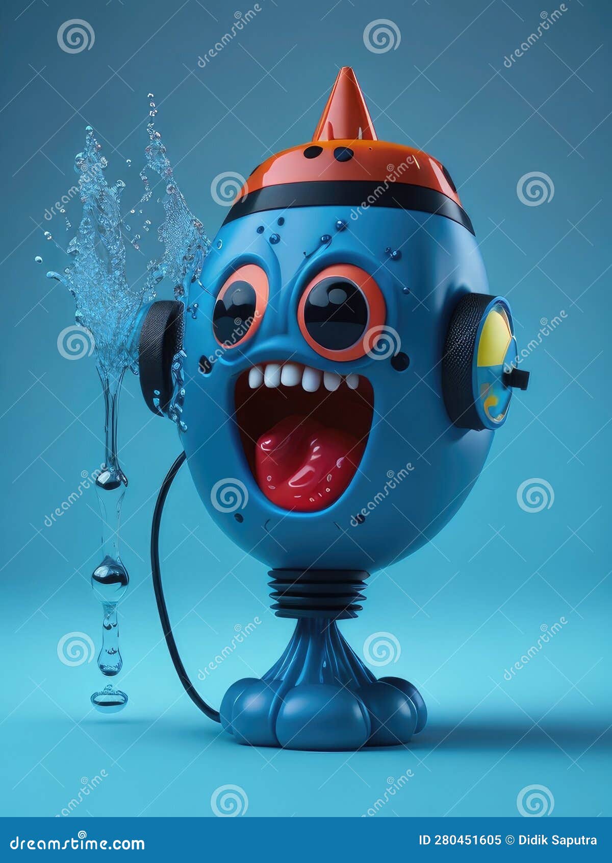 Cartoon Speaker with Suction and Water Bouncing from Sound Stock ...