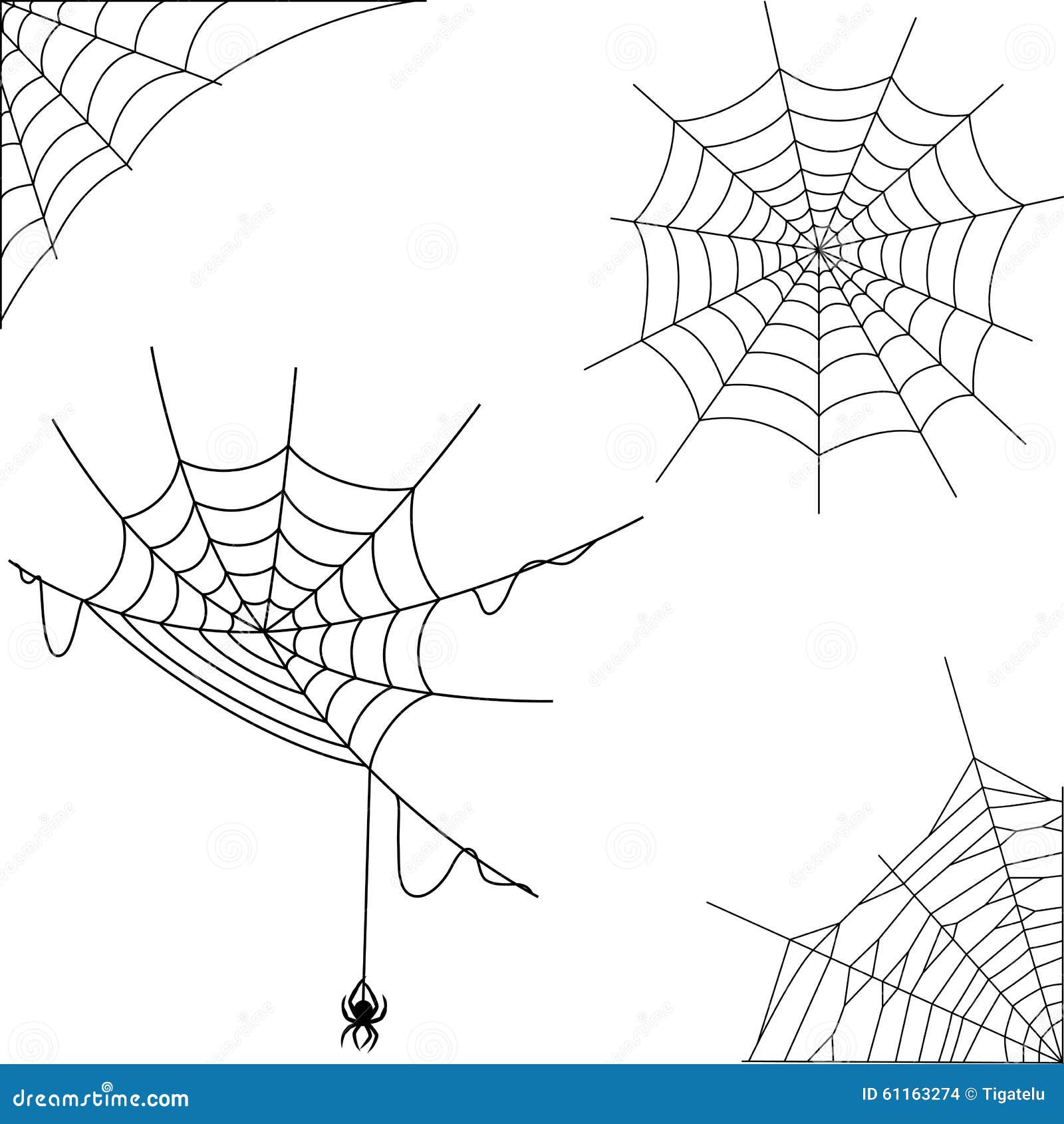Cartoon Spider Web Collection Set Stock Vector - Illustration of trap ...