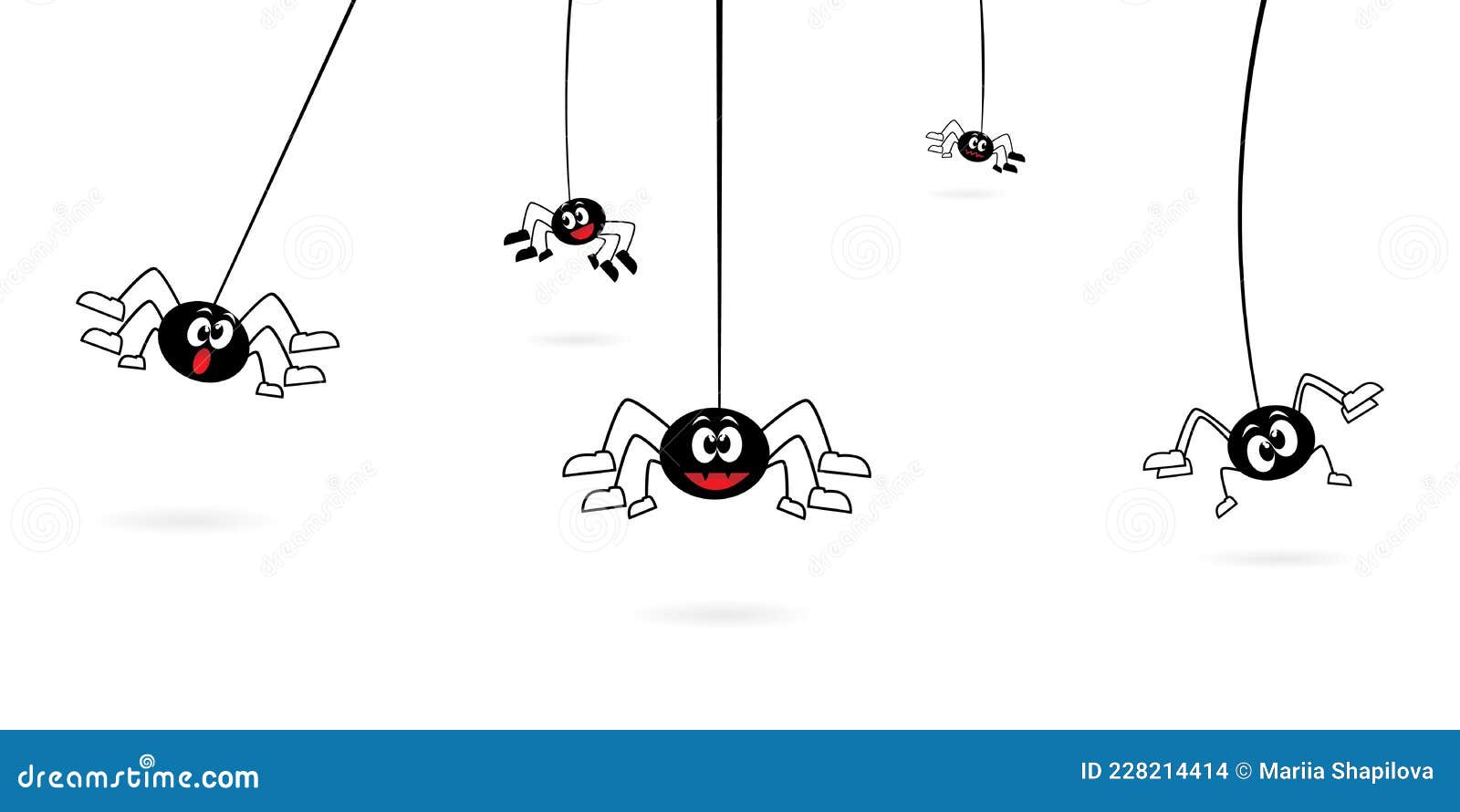 Cartoon Spiders Hanging On Web Spider Vector Illustration ...