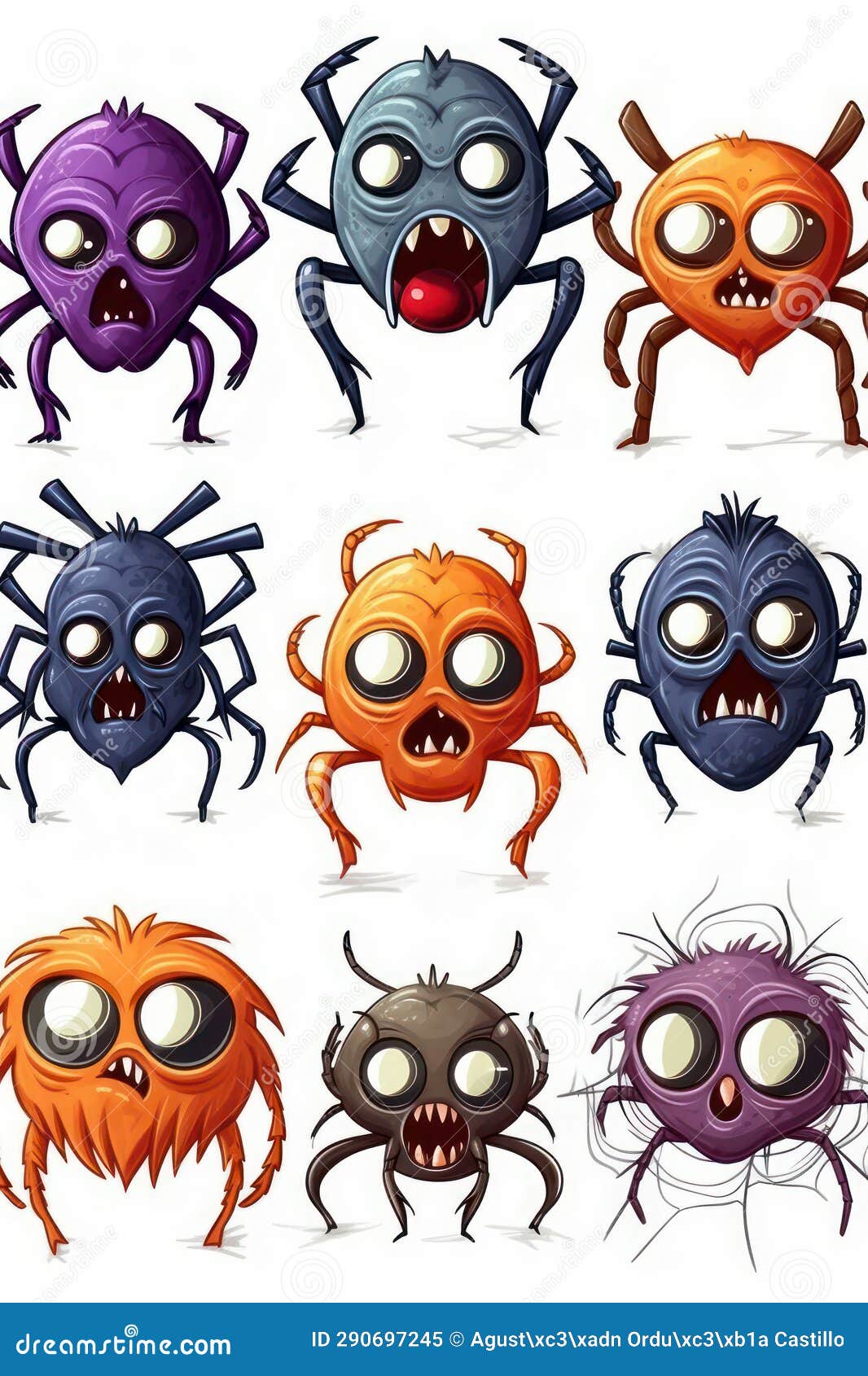 Cartoon Spiders Set. Halloween Illustration. Stock Image - Image of ...