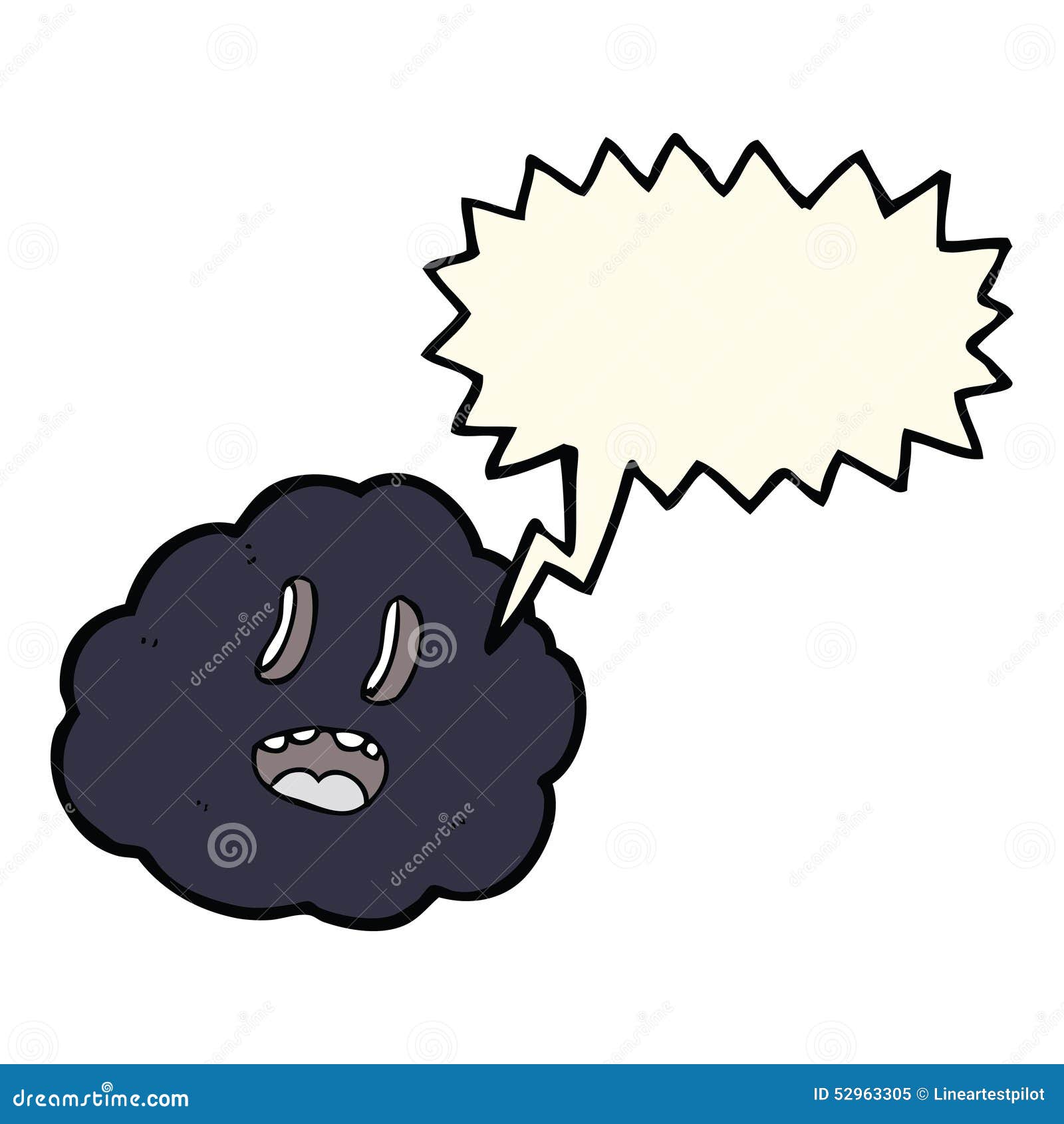 Cartoon Spooky Cloud with Speech Bubble Stock Illustration ...