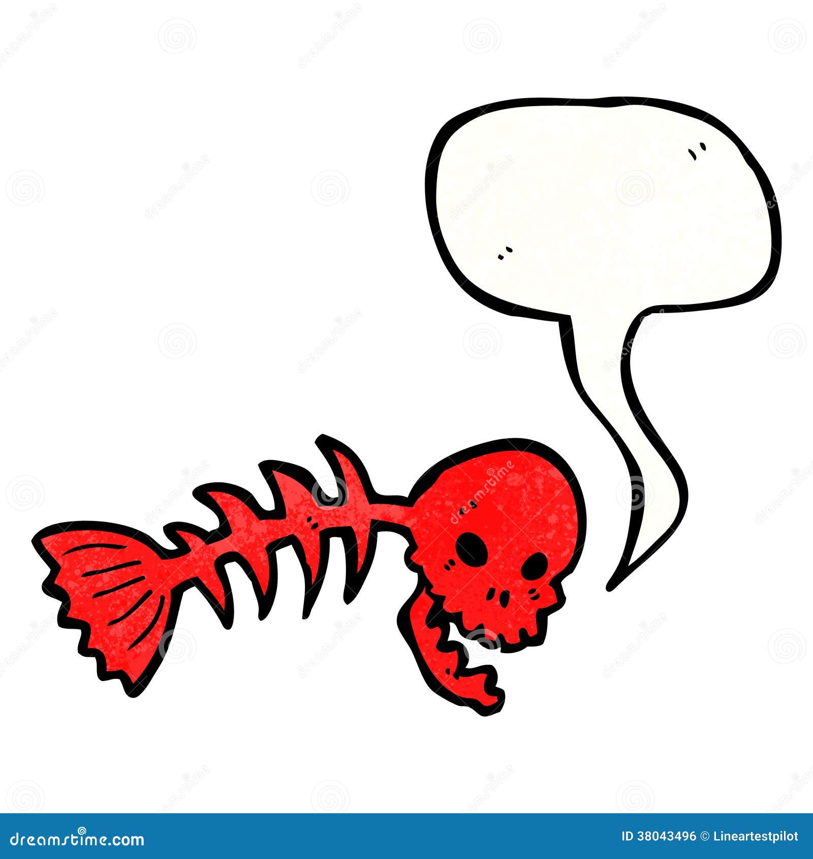 Cartoon Spooky Fish Bones Symbol with Speech Bubble Stock Vector ...