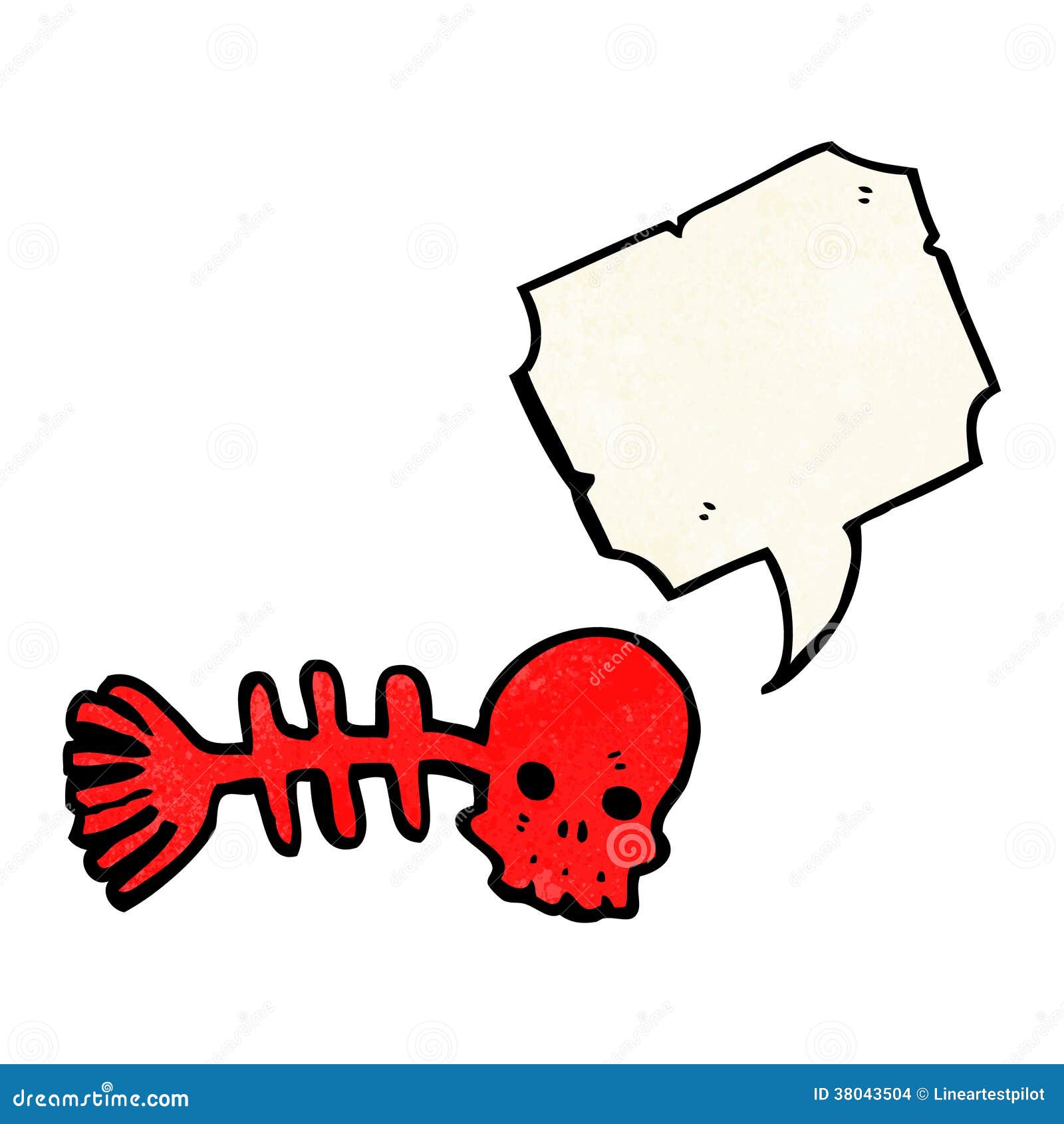 Cartoon Spooky Fish Bones Symbol with Speech Bubble Stock Vector ...