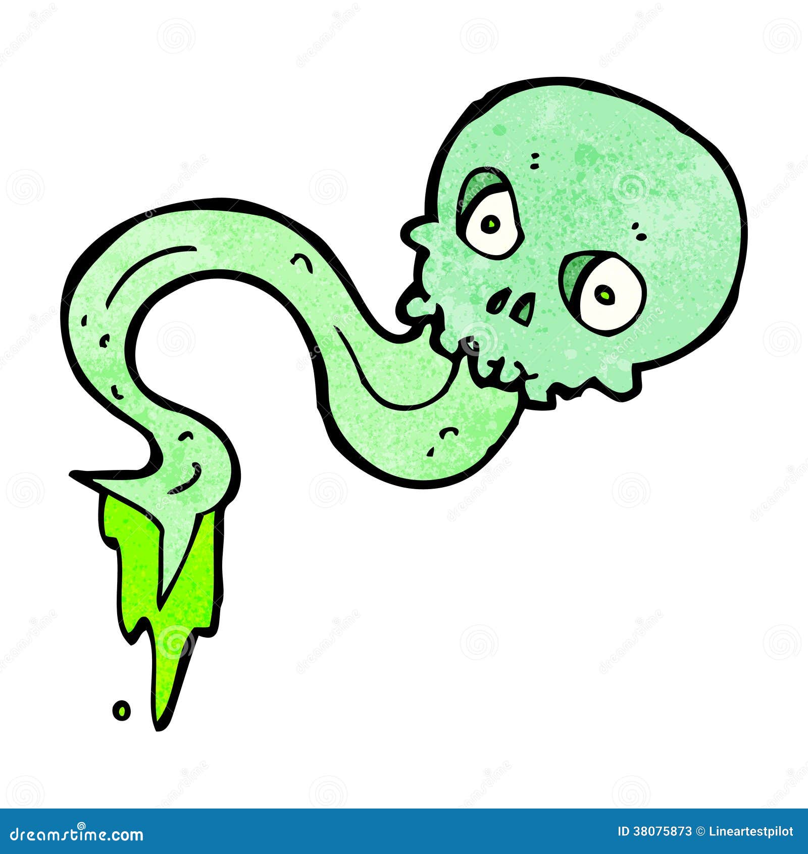 Cartoon spooky green skull stock illustration. Illustration of drawing ...