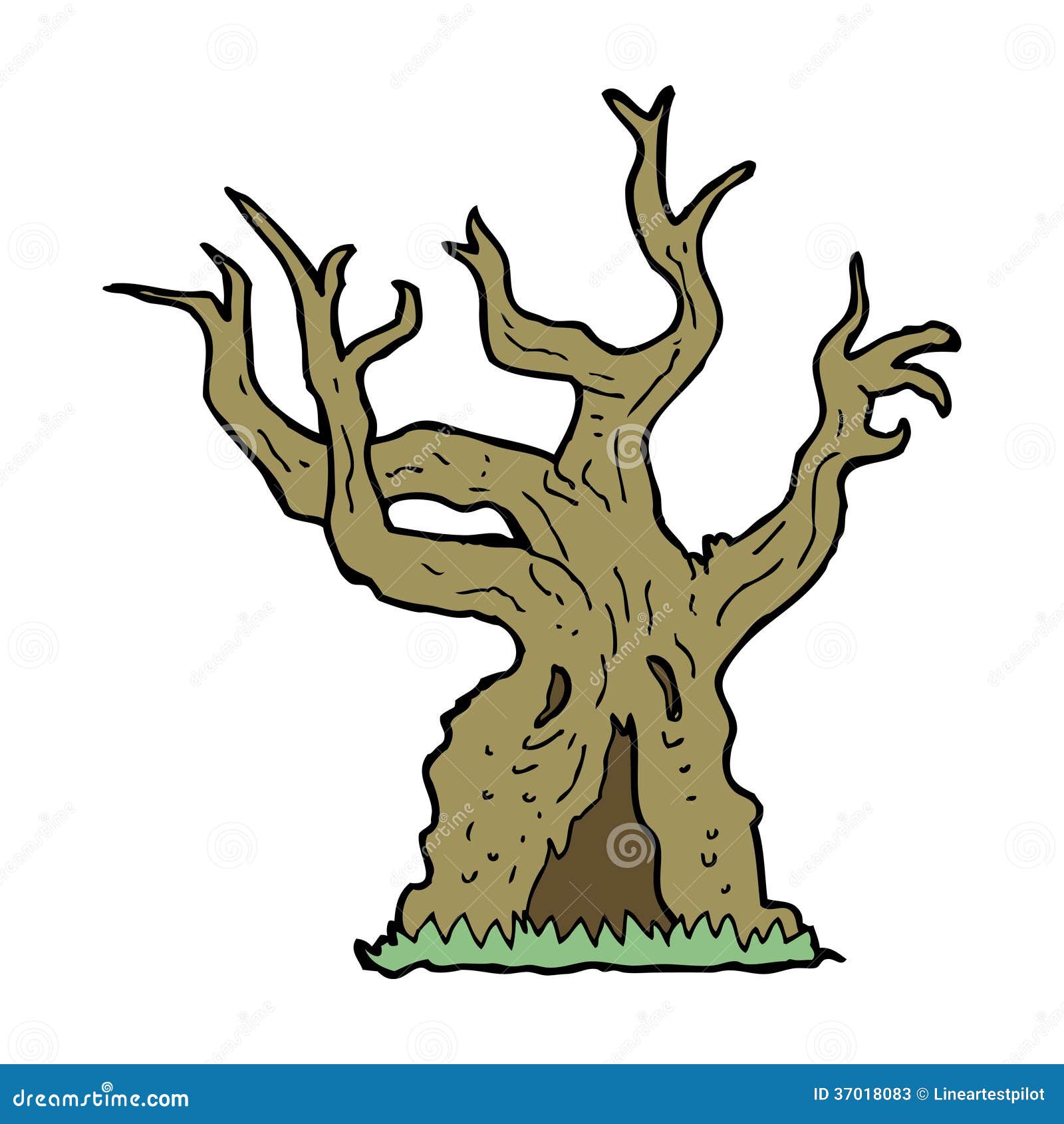 Cartoon spooky old tree stock vector. Illustration of drawn - 37018083