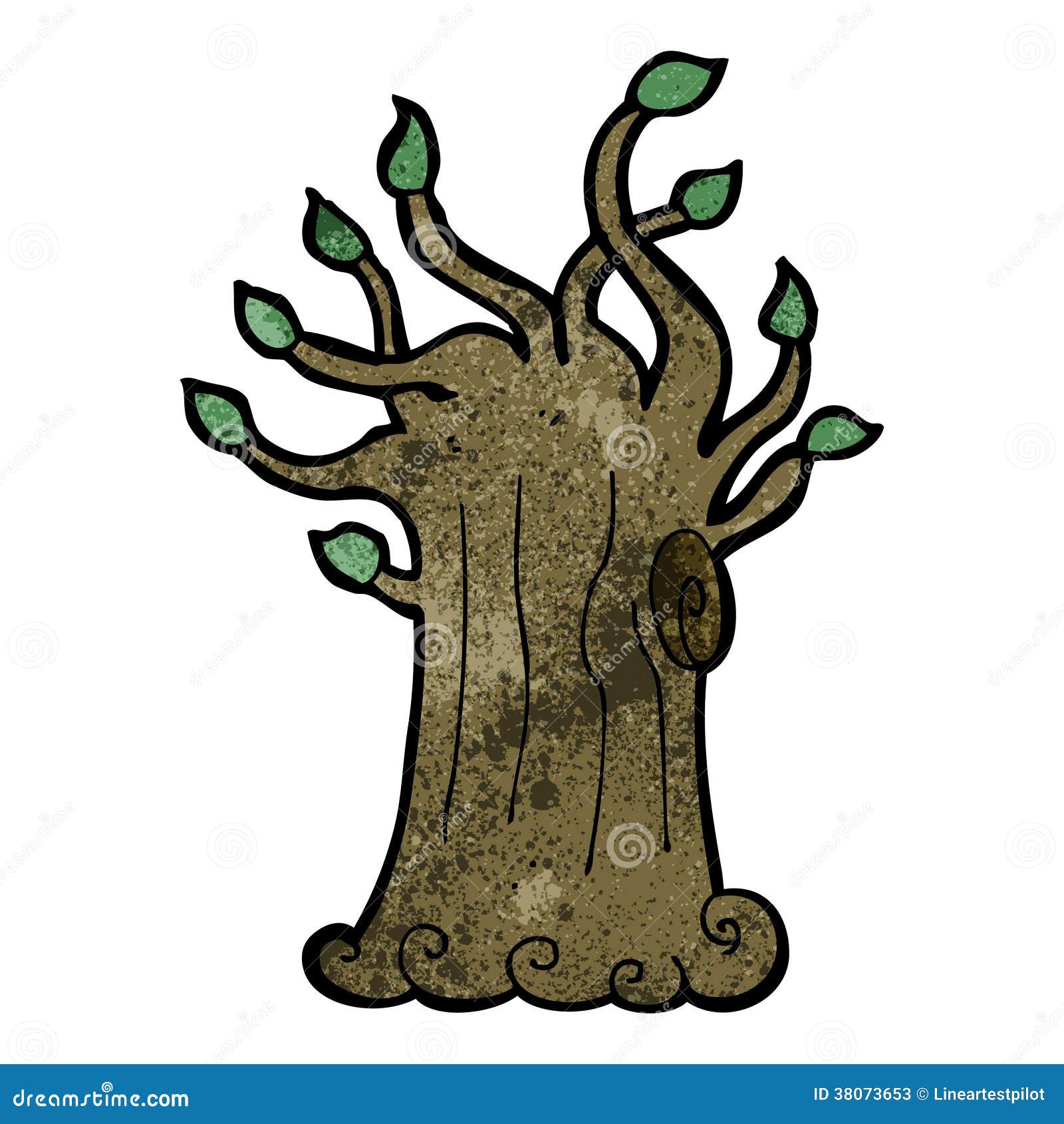 Cartoon spooky old tree stock illustration. Illustration of cute - 38073653