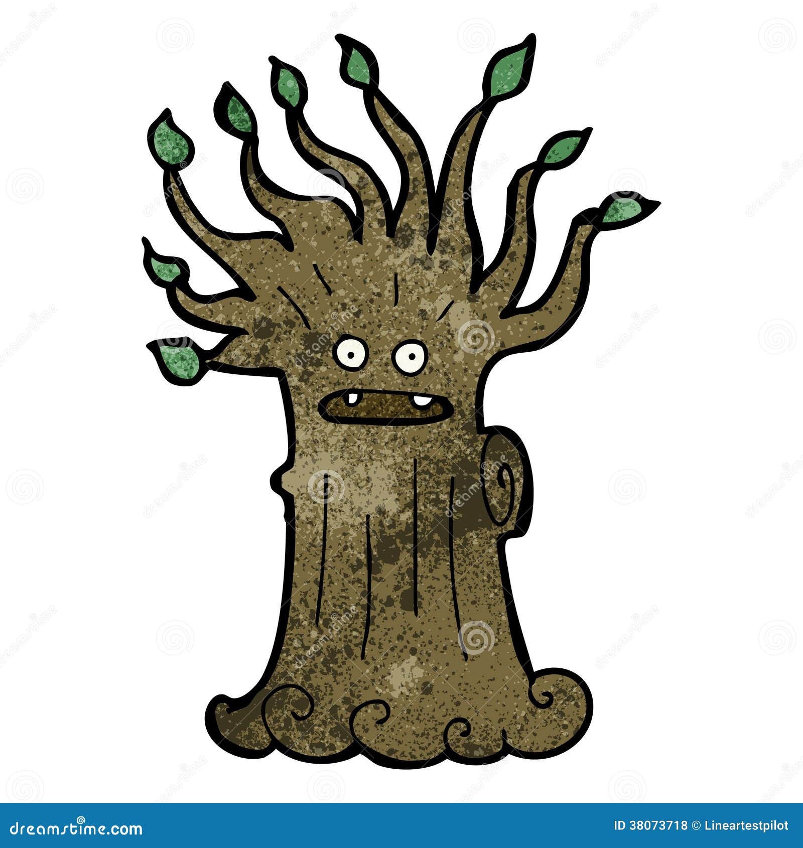 Cartoon spooky old tree stock illustration. Illustration of drawing ...