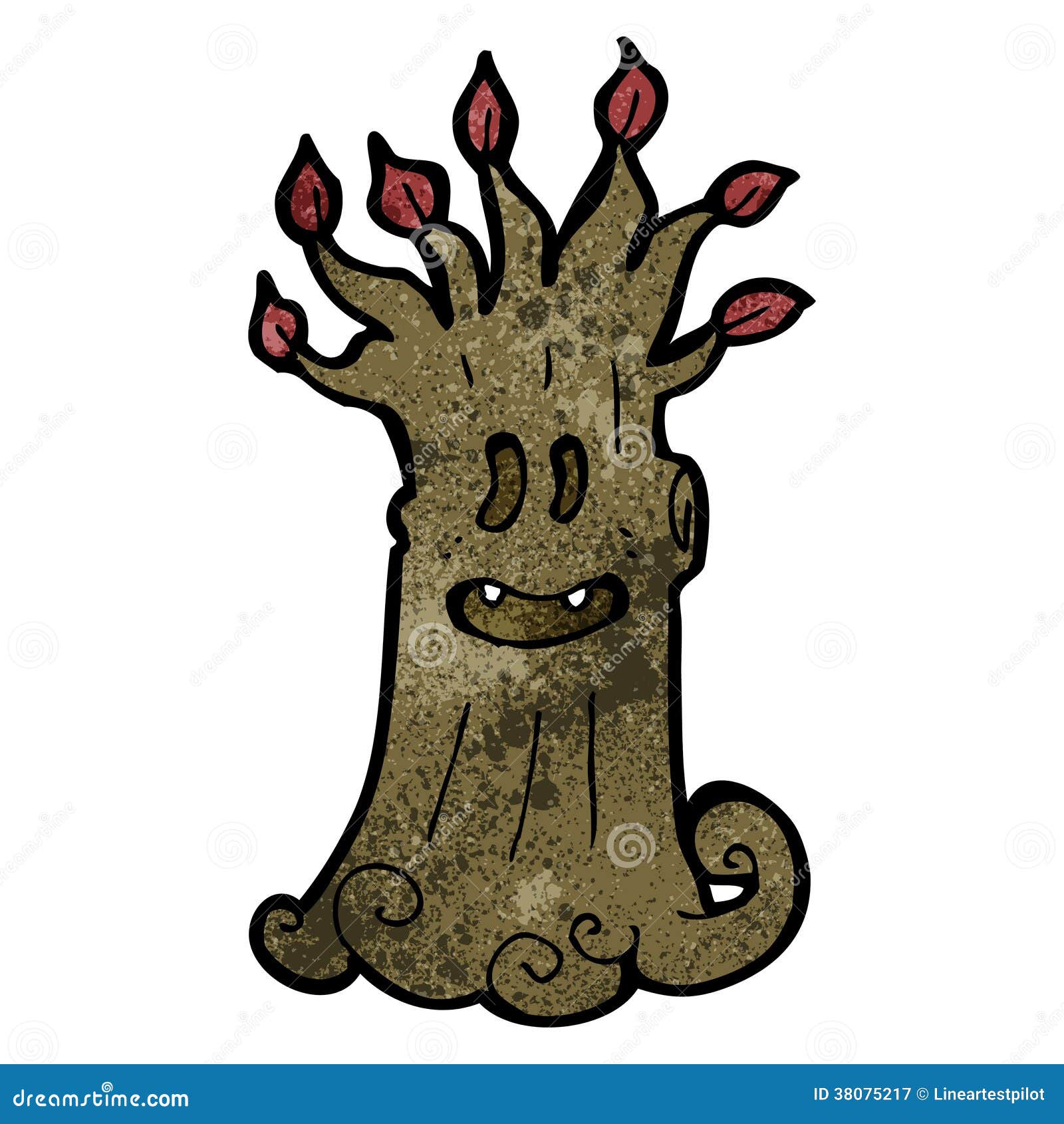 Cartoon spooky old tree stock illustration. Illustration of spooky ...