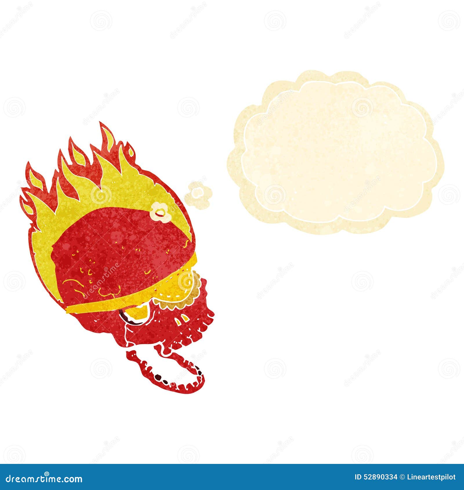 Cartoon Spooky Skull with Eye Patch with Thought Bubble Stock ...