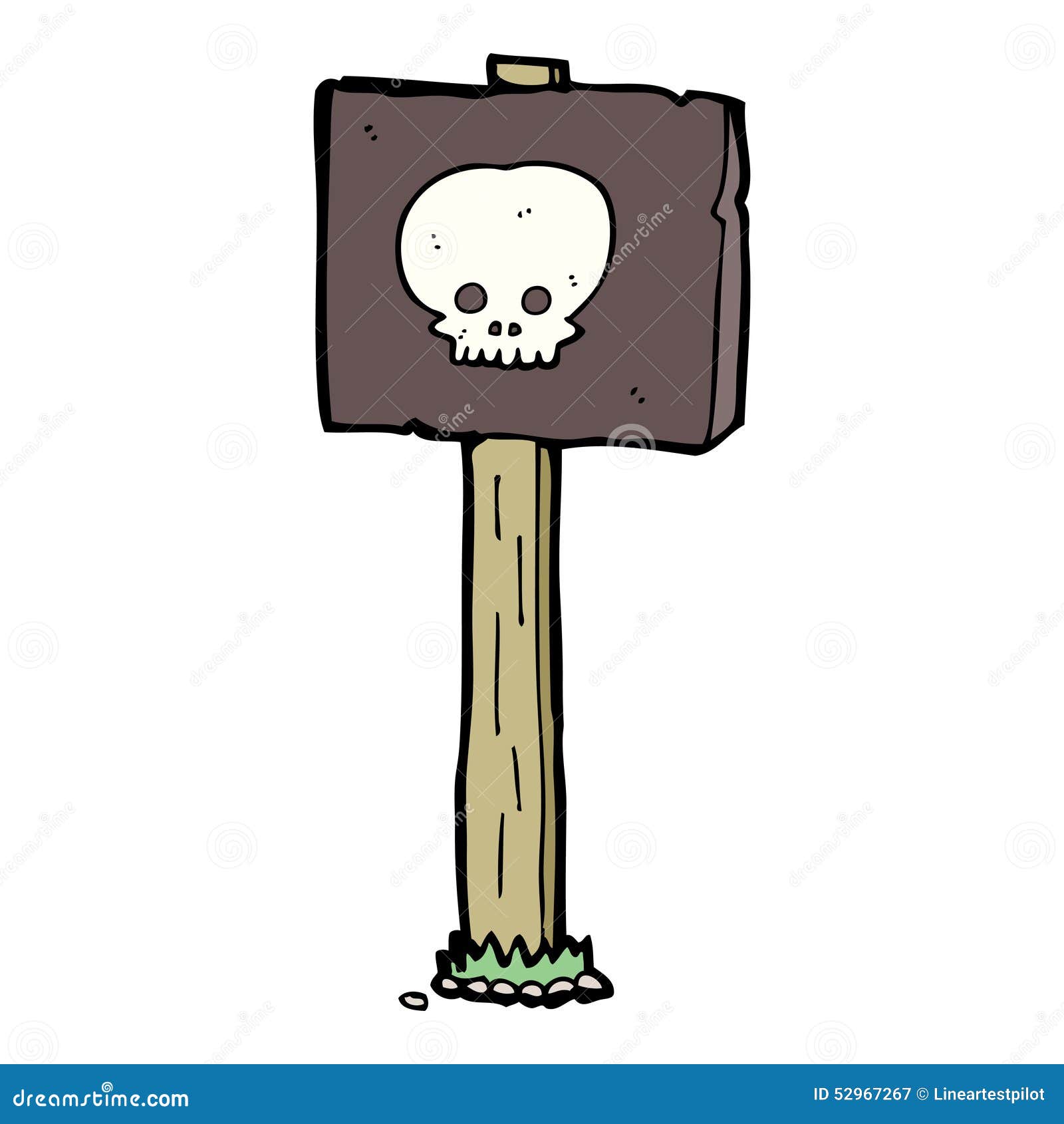 Cartoon Spooky Skull Signpost Stock Illustration - Illustration of ...
