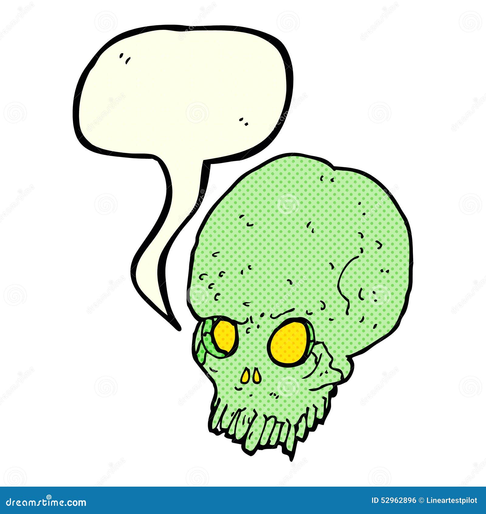 Cartoon Spooky Skull with Speech Bubble Stock Illustration ...
