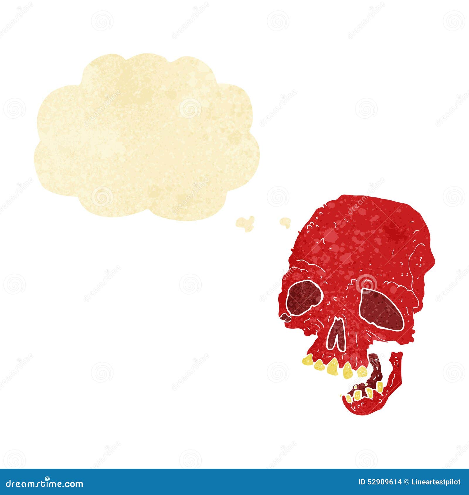 Cartoon Spooky Skull with Thought Bubble Stock Illustration ...