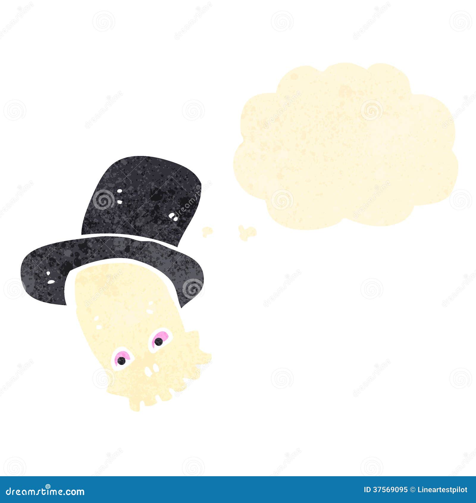 Cartoon Spooky Skull in Top Hat Stock Vector - Illustration of retro ...