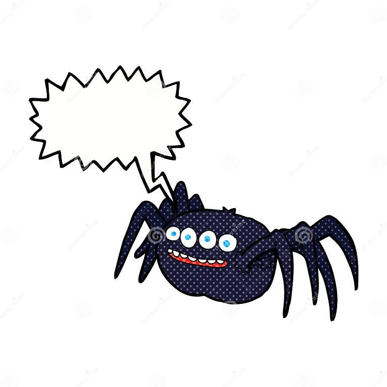Cartoon Spooky Spider with Speech Bubble Stock Illustration ...