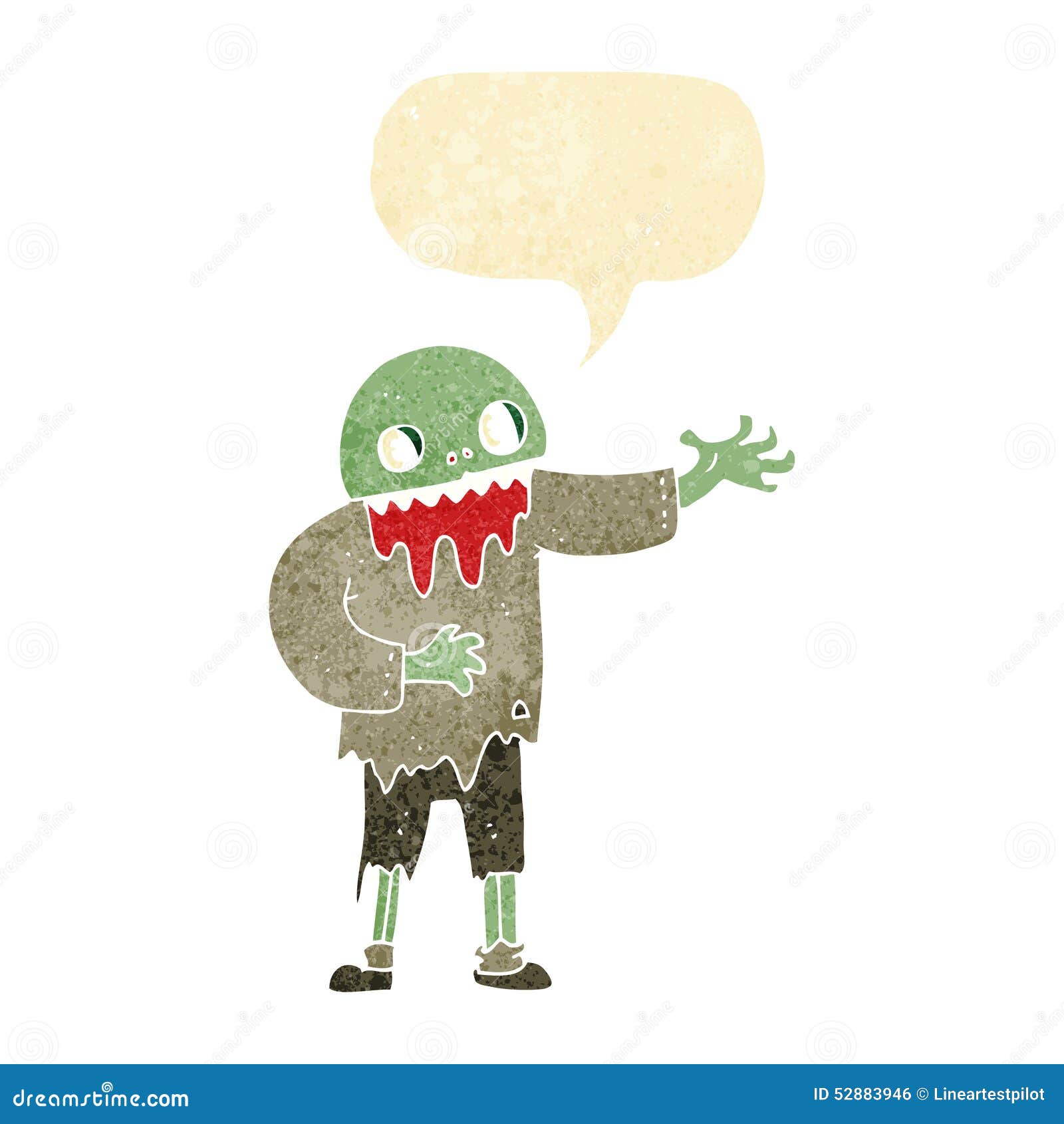 Cartoon Spooky Zombie with Speech Bubble Stock Illustration ...