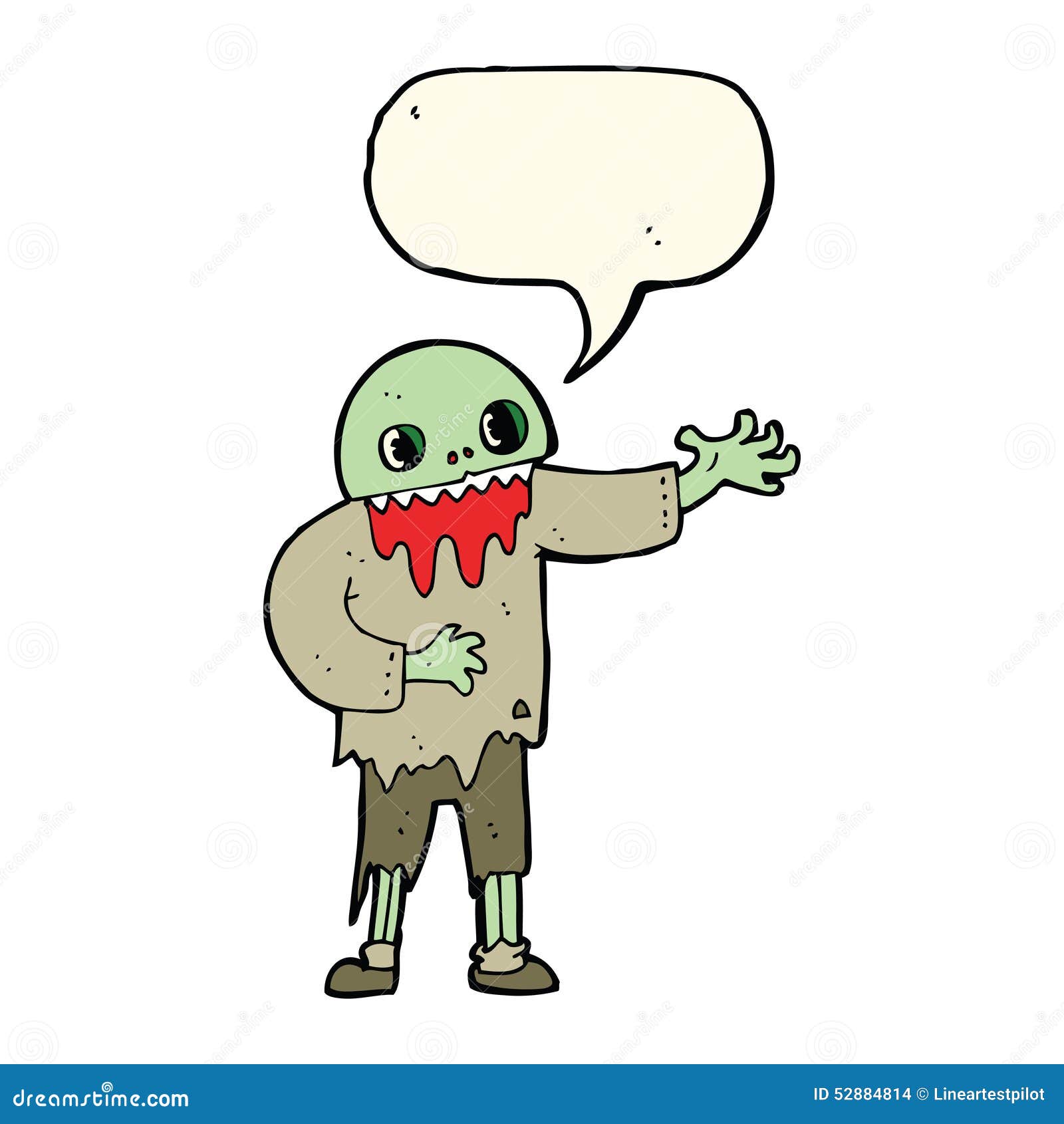Cartoon Spooky Zombie with Speech Bubble Stock Illustration ...