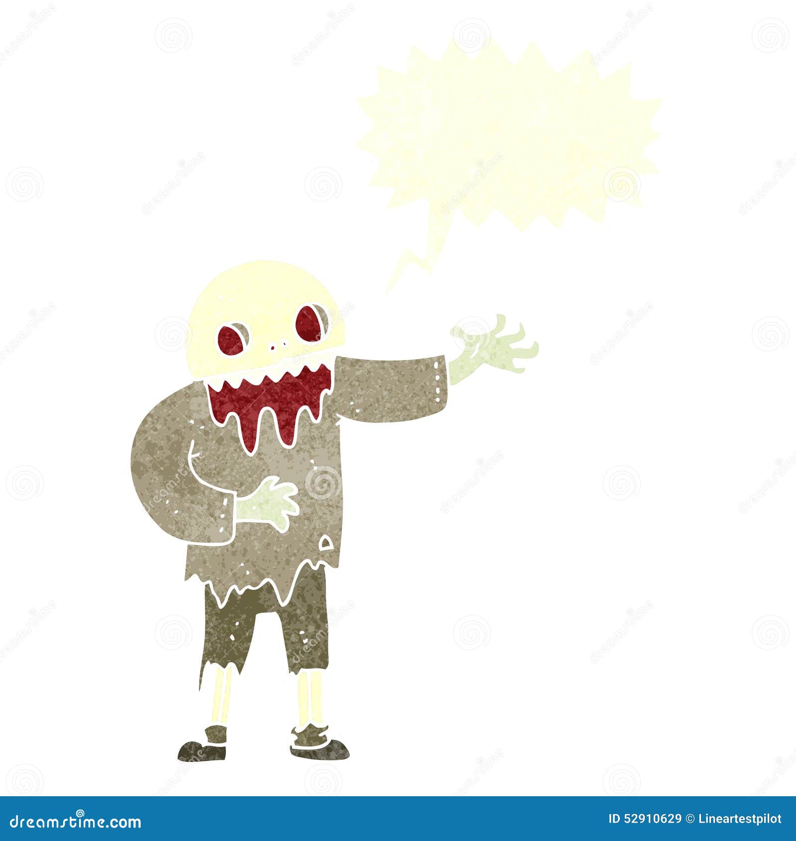 Cartoon Spooky Zombie with Speech Bubble Stock Illustration ...