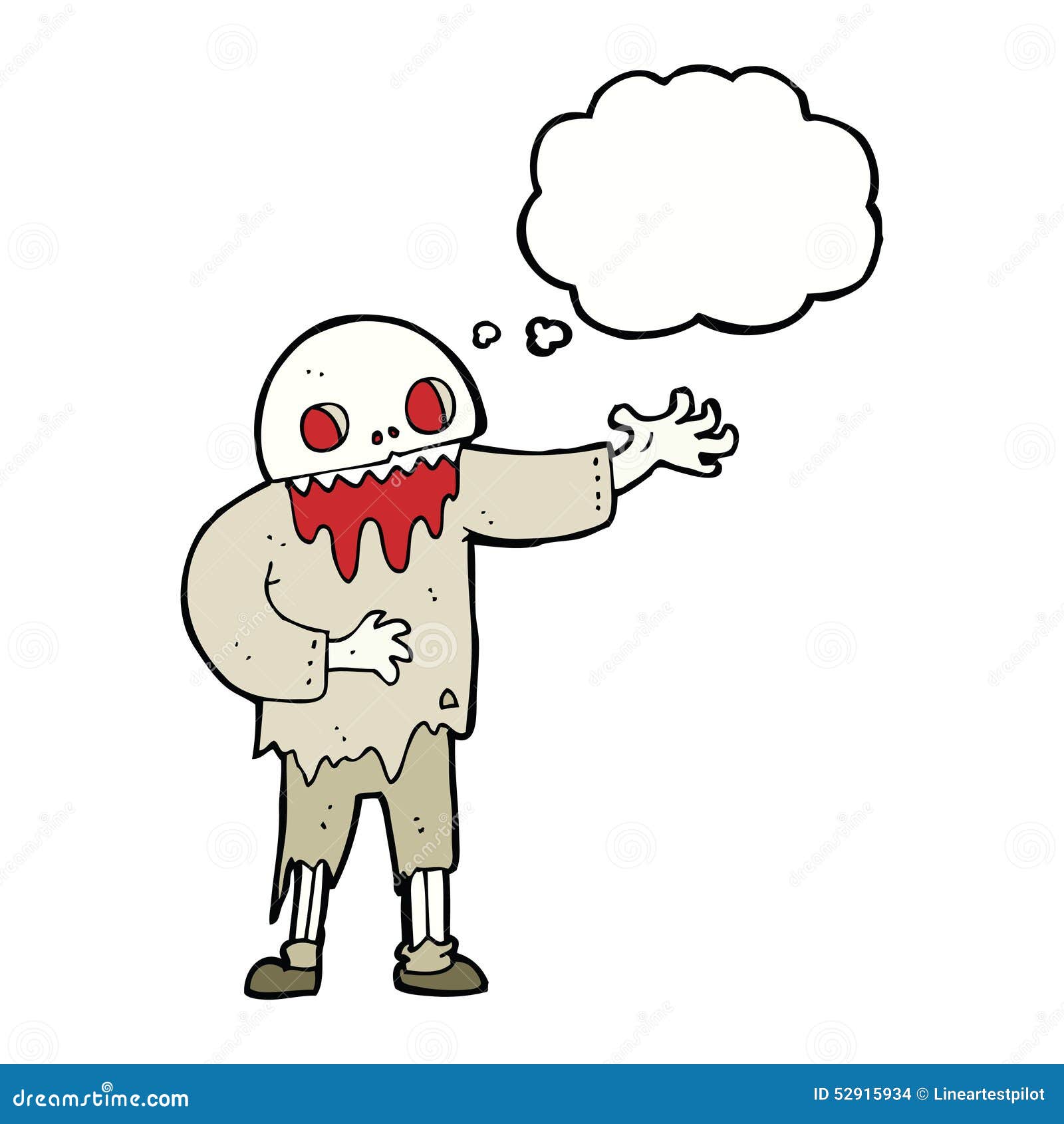 Cartoon Spooky Zombie with Thought Bubble Stock Illustration ...