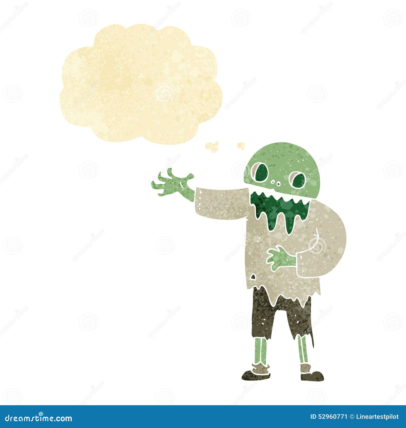 Cartoon Spooky Zombie with Thought Bubble Stock Illustration ...