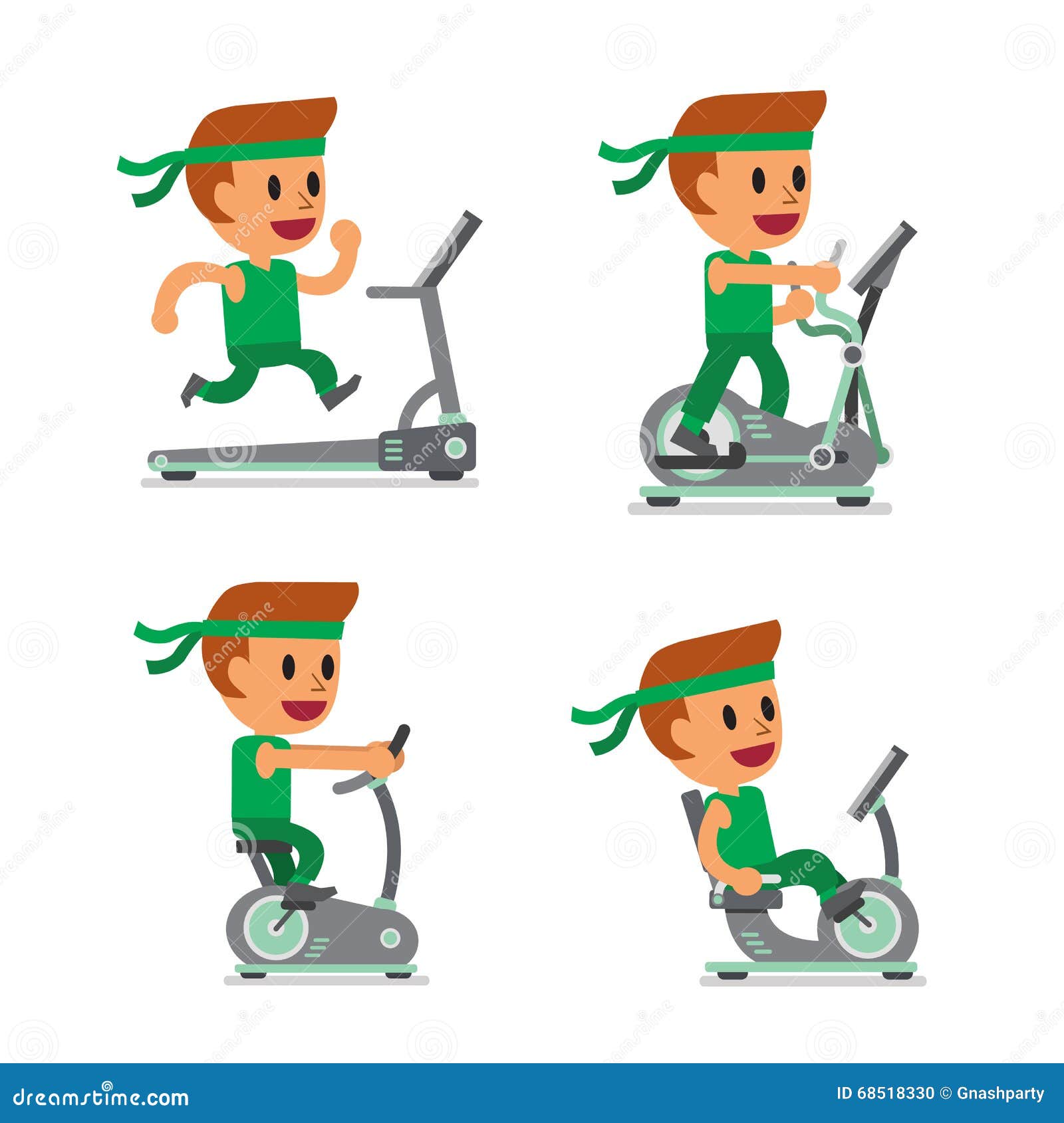 Cartoon Sport Man with Exercise Machines Stock Vector - Illustration of ...