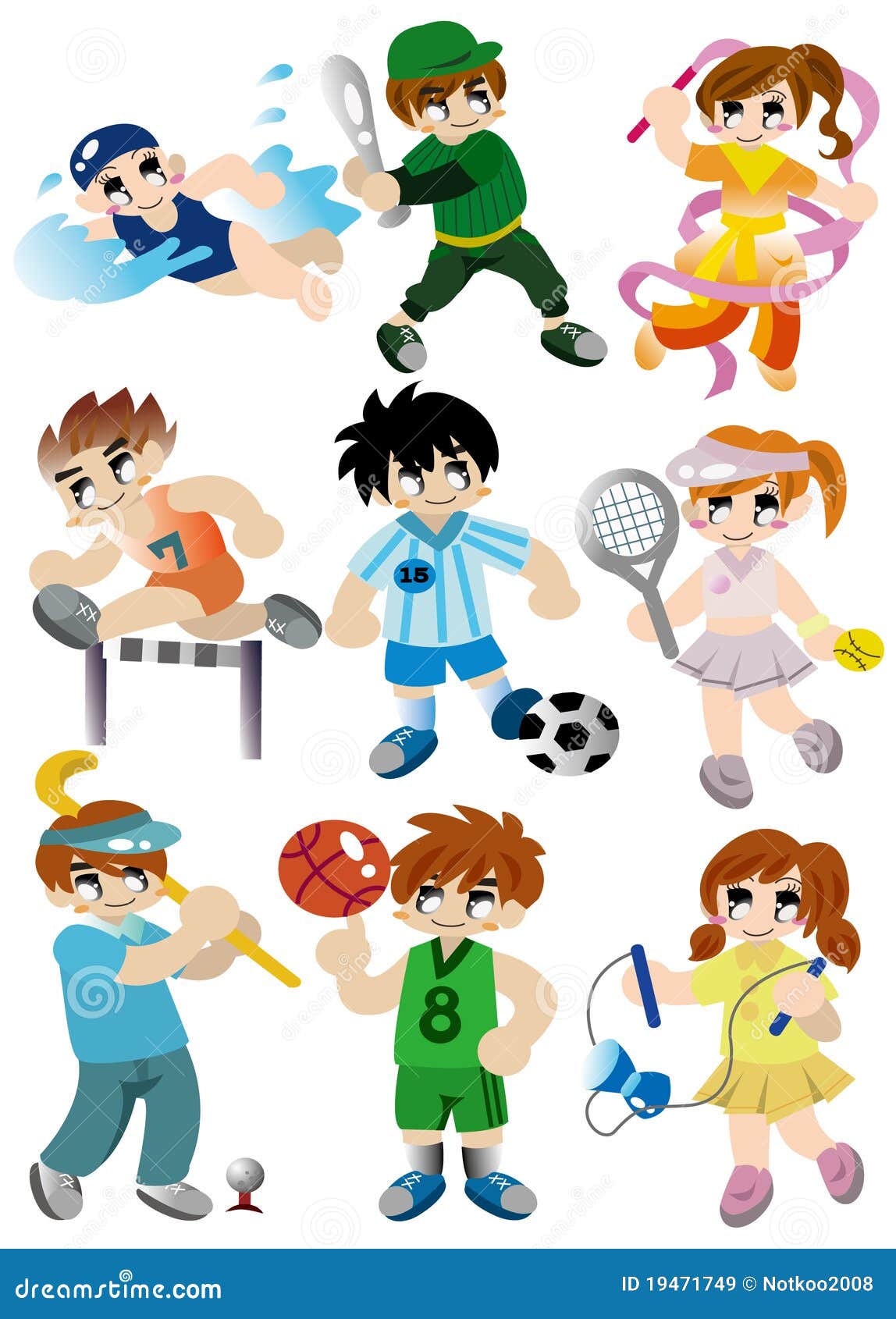 Cartoon Sport Player Icon Set | CartoonDealer.com #19471749