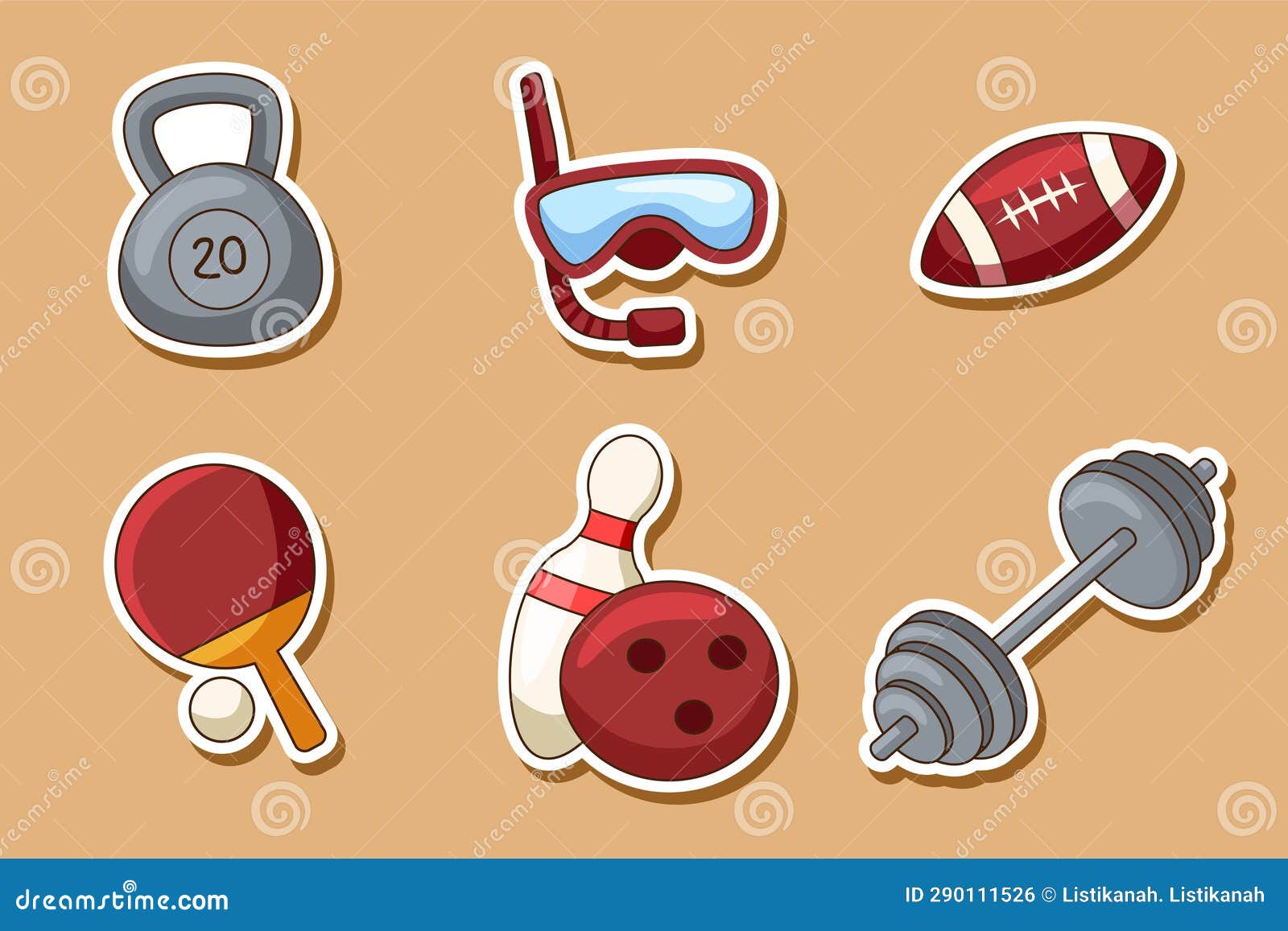 Set Collection of Cartoon Sport Sticker Stock Illustration ...