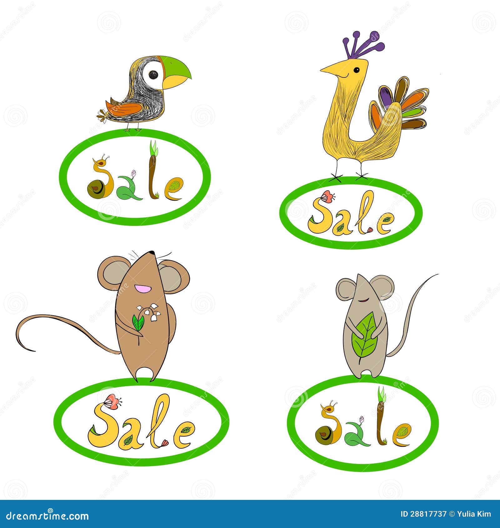 Cartoon spring sale signs. stock illustration. Illustration of discount ...