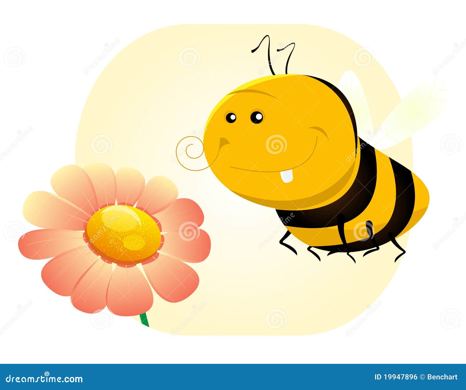 Cartoon SPring or Summer Bee Stock Illustration - Illustration of ...