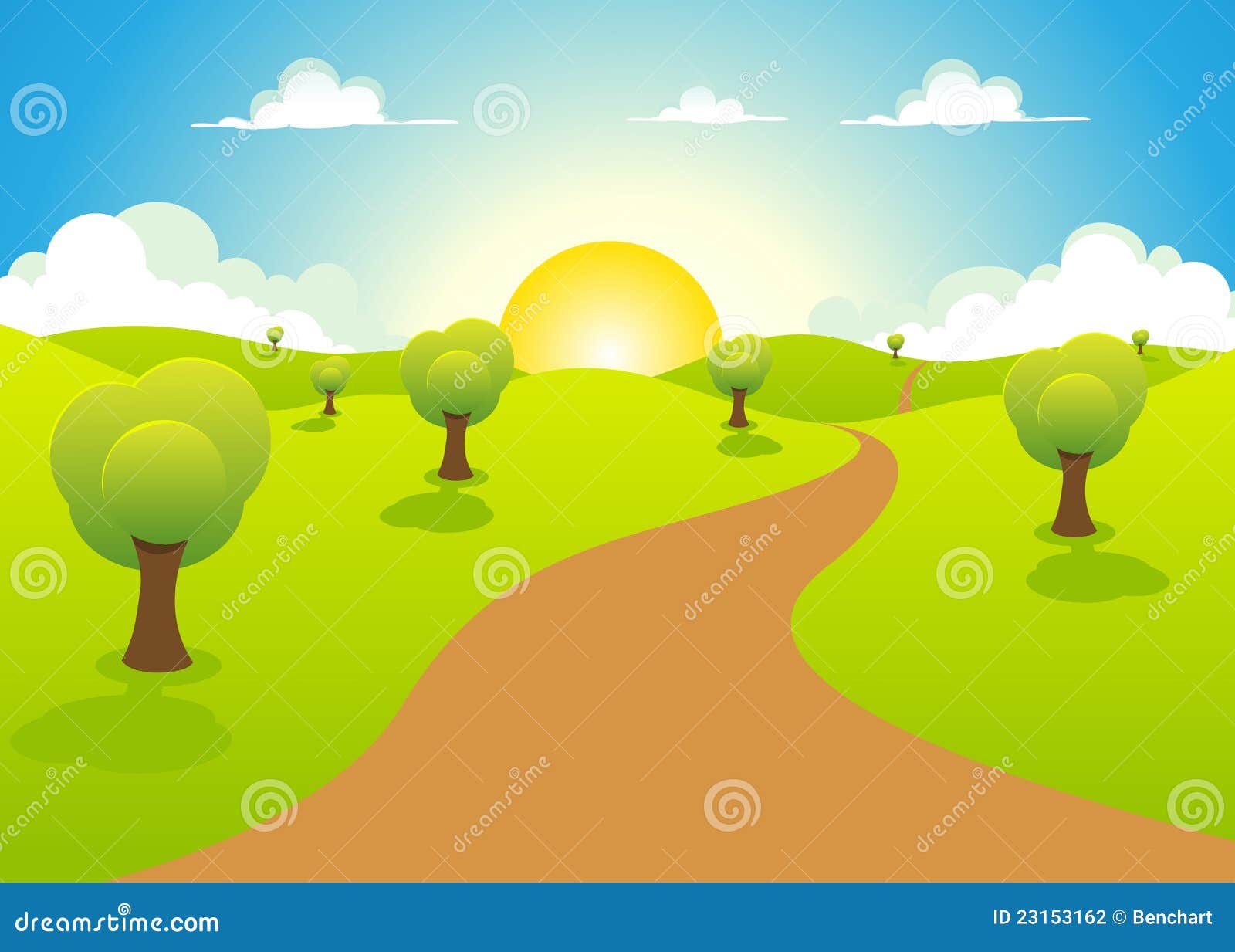 Cartoon Spring Or Summer Landscape Vector Illustration | CartoonDealer ...