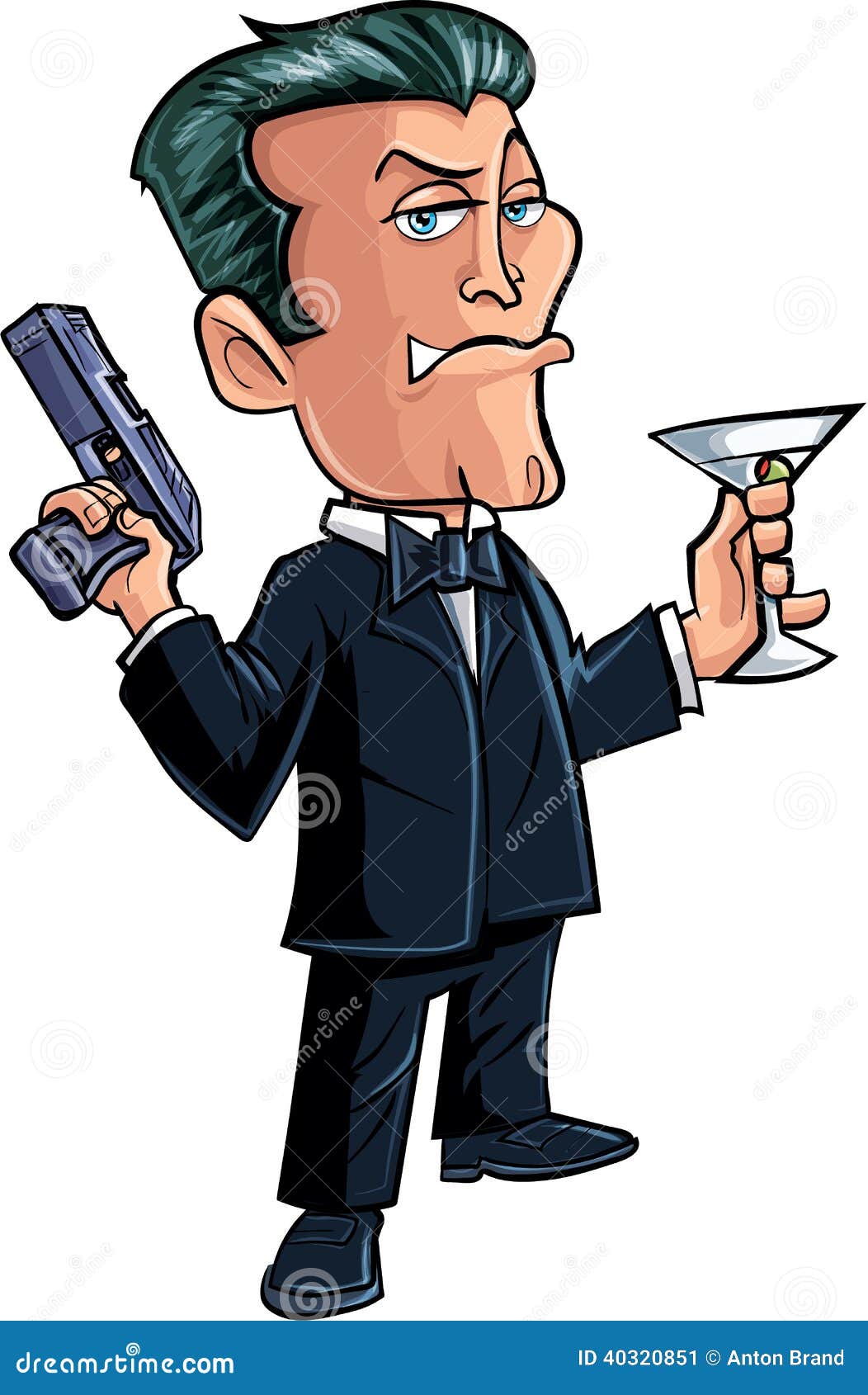 Cartoon Spy Character with Martini Stock Illustration - Illustration of ...