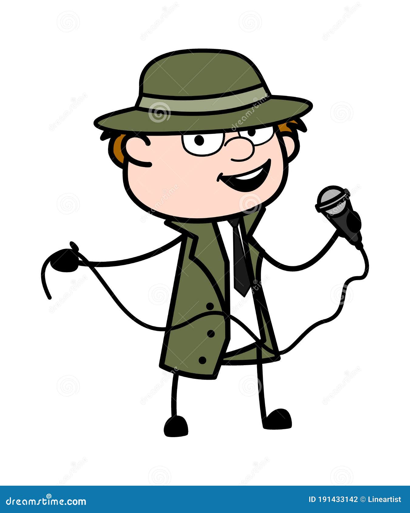 Cartoon Spy holding Mic stock illustration. Illustration of funny ...