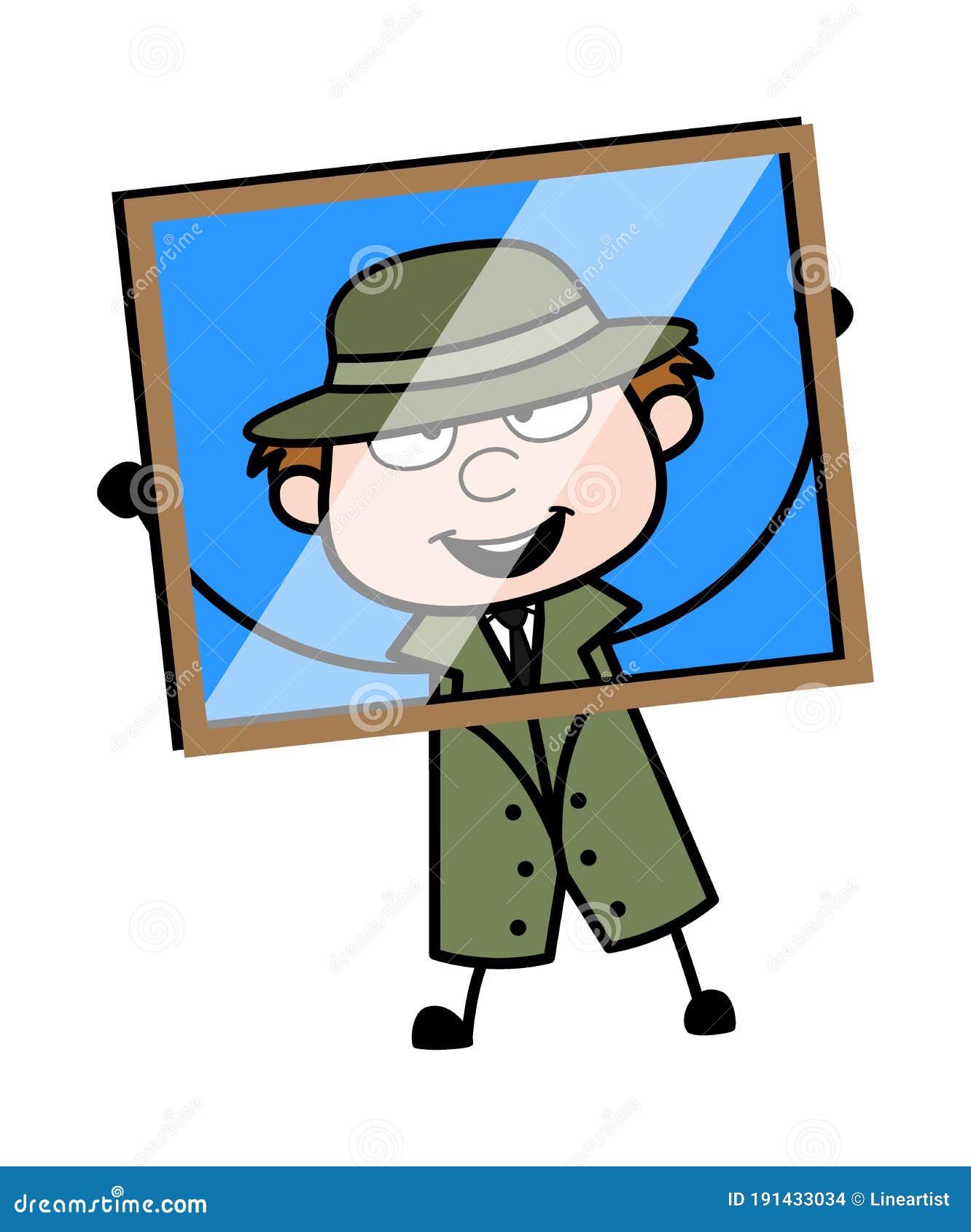 Cartoon Spy Looking from Glass Frame Stock Illustration - Illustration ...