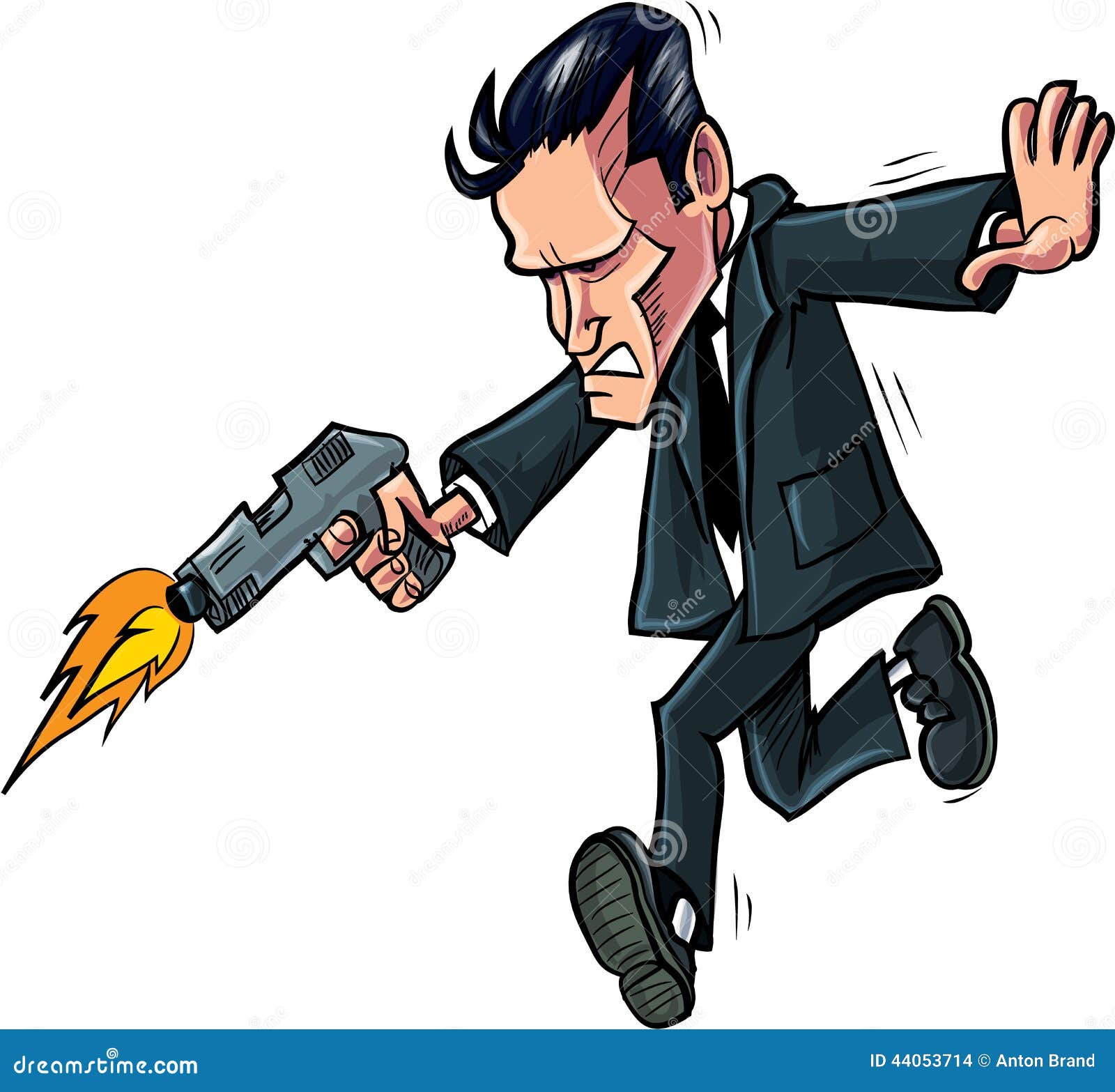 Cartoon Spy Running with His Gun Stock Illustration - Illustration of ...