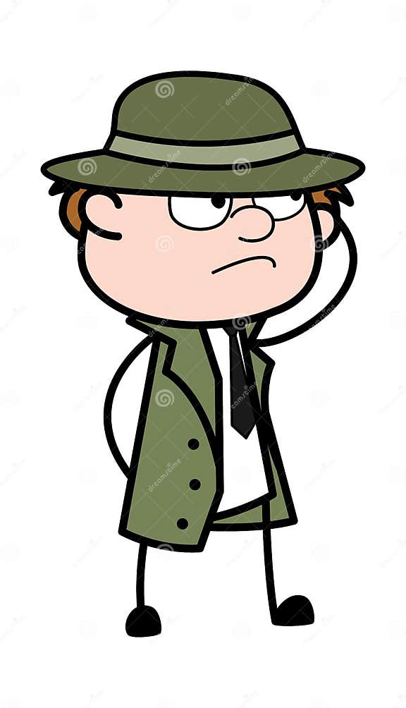 Cartoon Spy Thinking in Confusion Stock Illustration - Illustration of ...