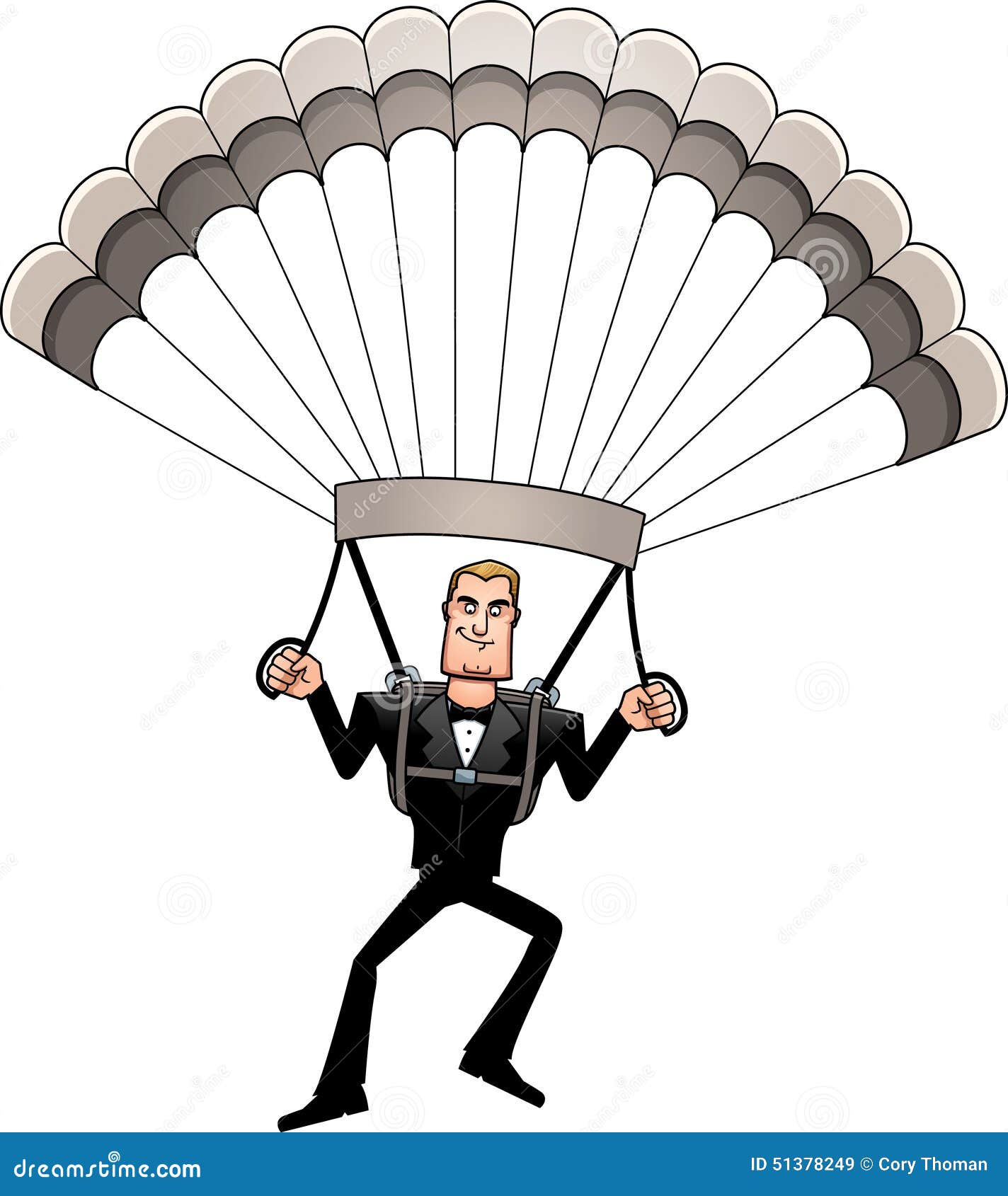 Cartoon Spy in Tuxedo Parachuting Stock Vector - Illustration of agent ...