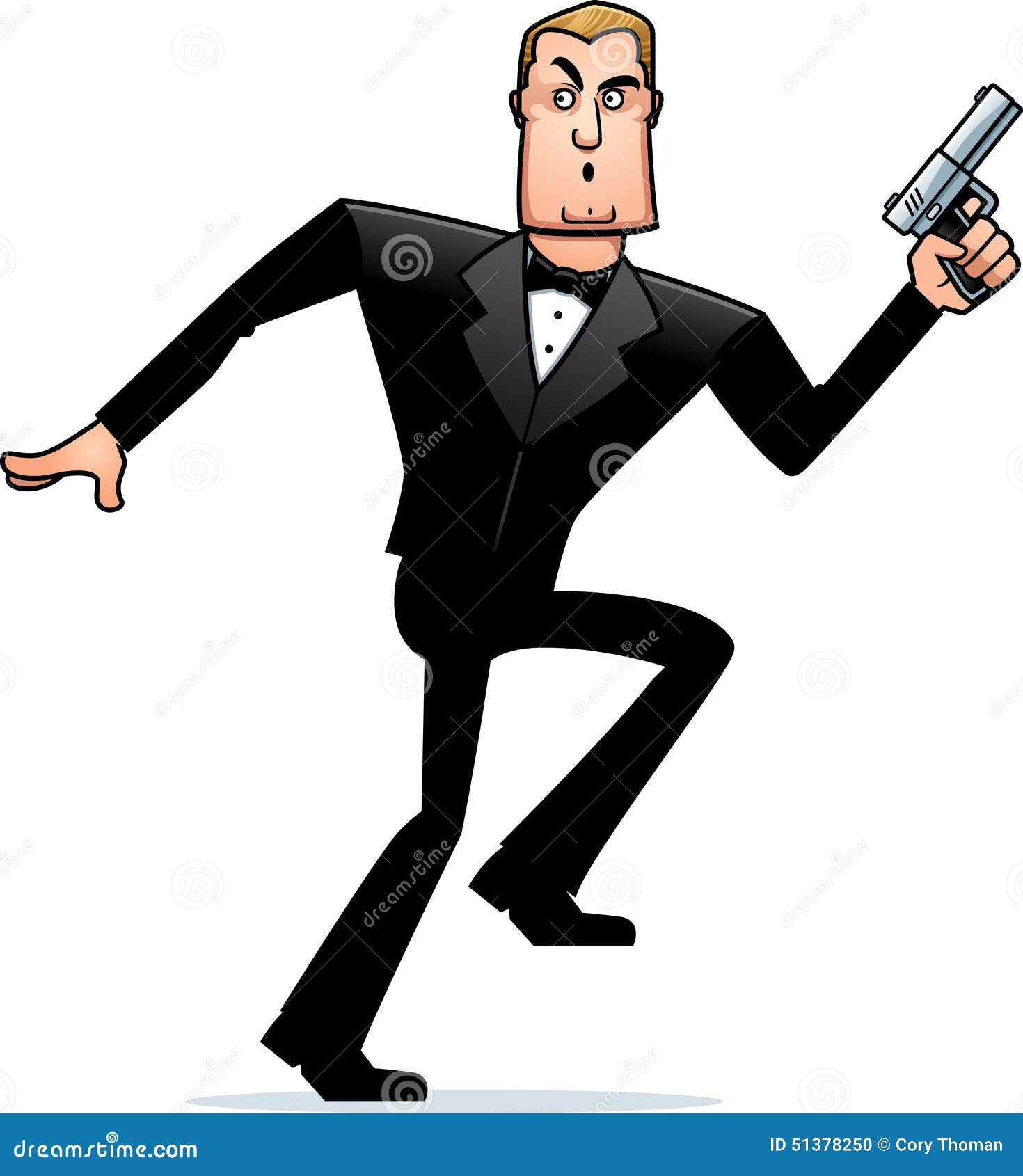 Cartoon Spy in Tuxedo Sneaking Stock Vector - Illustration of secret ...
