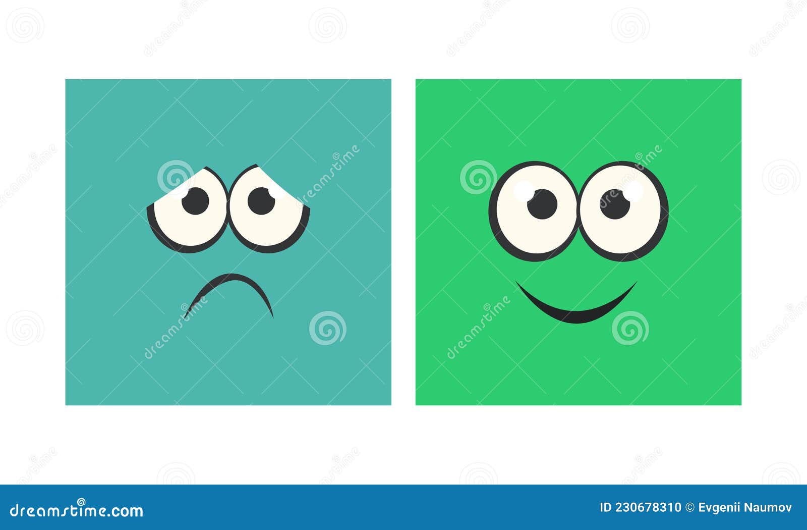 Cartoon Square Face with Emotion Expression Vector Set Stock Vector ...