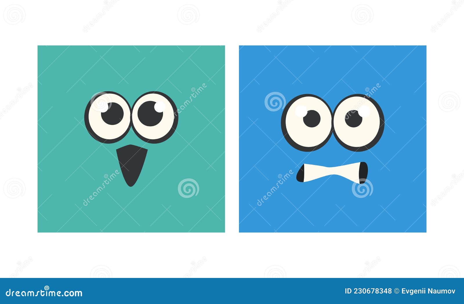 Cartoon Square Face with Emotion Expression Vector Set Stock Vector ...